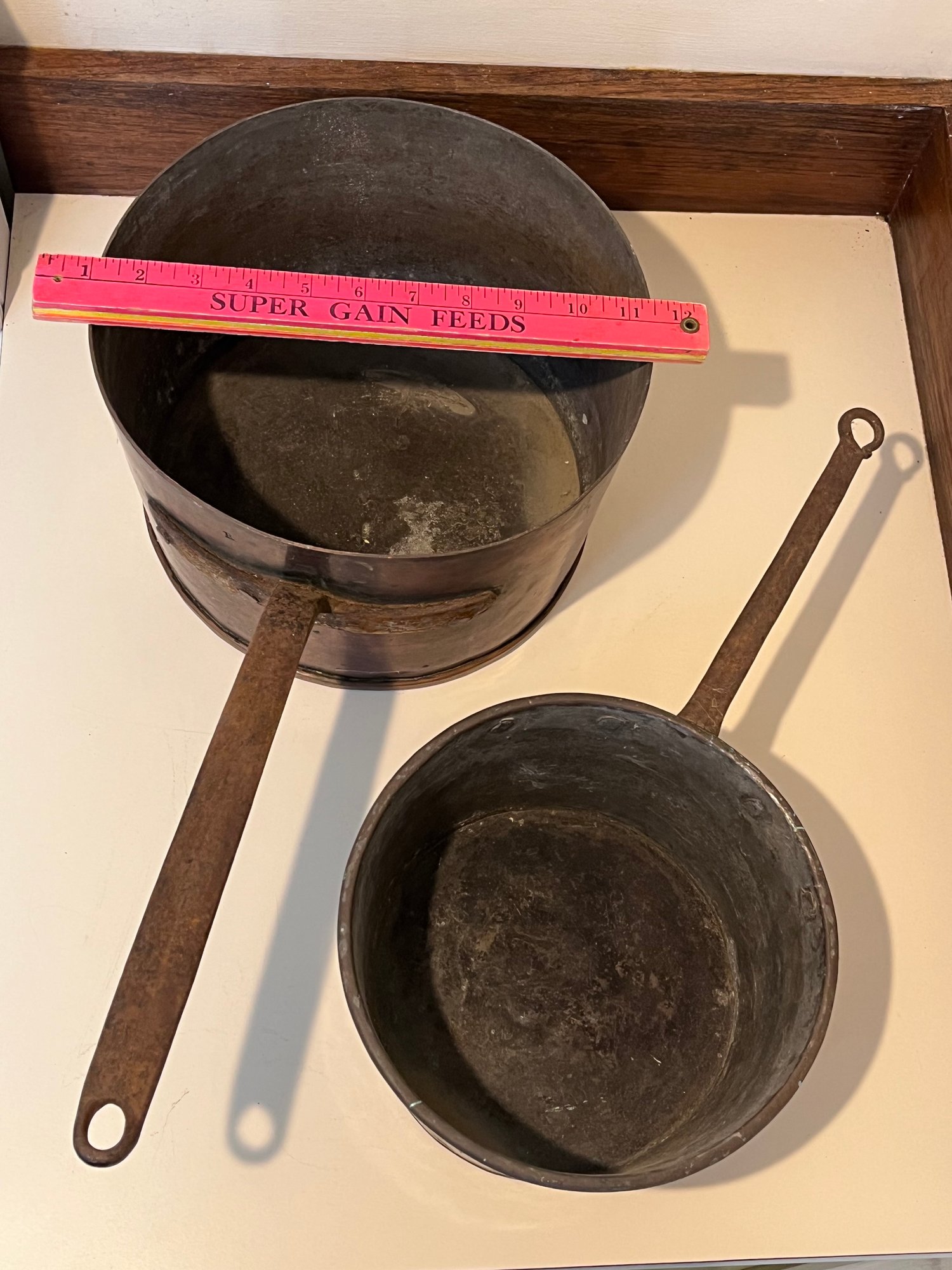 Heavy Antique Copper Pots, Willing To Wager That The Big Pot Weighs At ...
