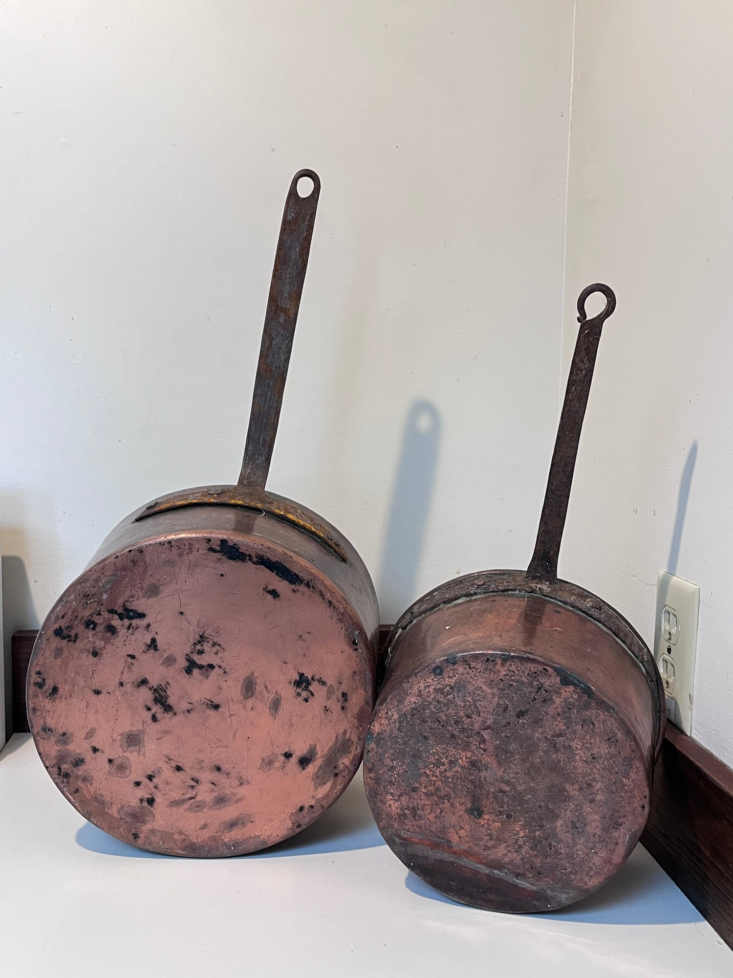 Heavy Antique Copper Pots, Willing To Wager That The Big Pot Weighs At ...