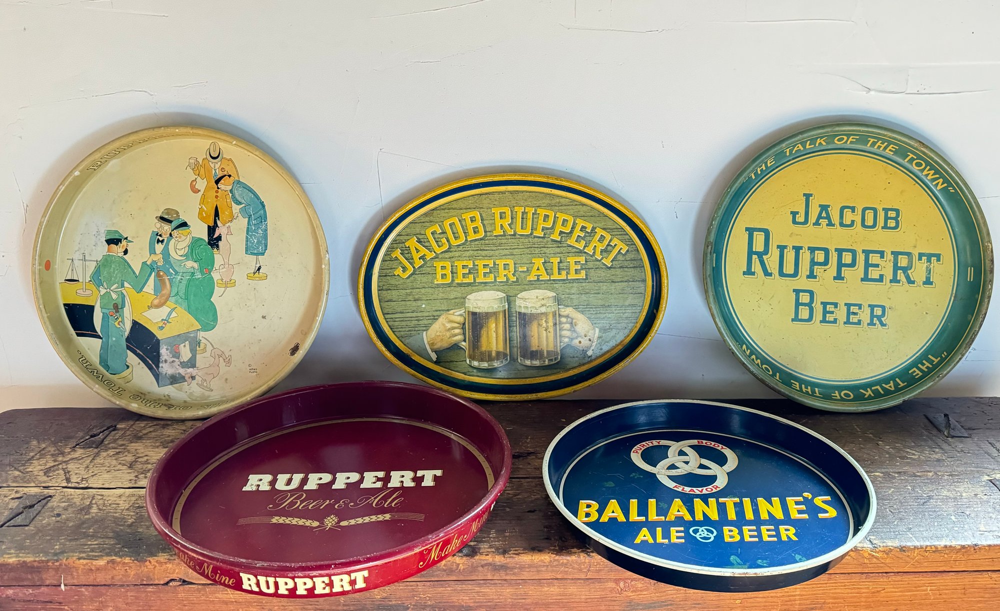 Five Vintage Beer Trays / Rupperts & Ballantine #1960376 | Auctionninja.com