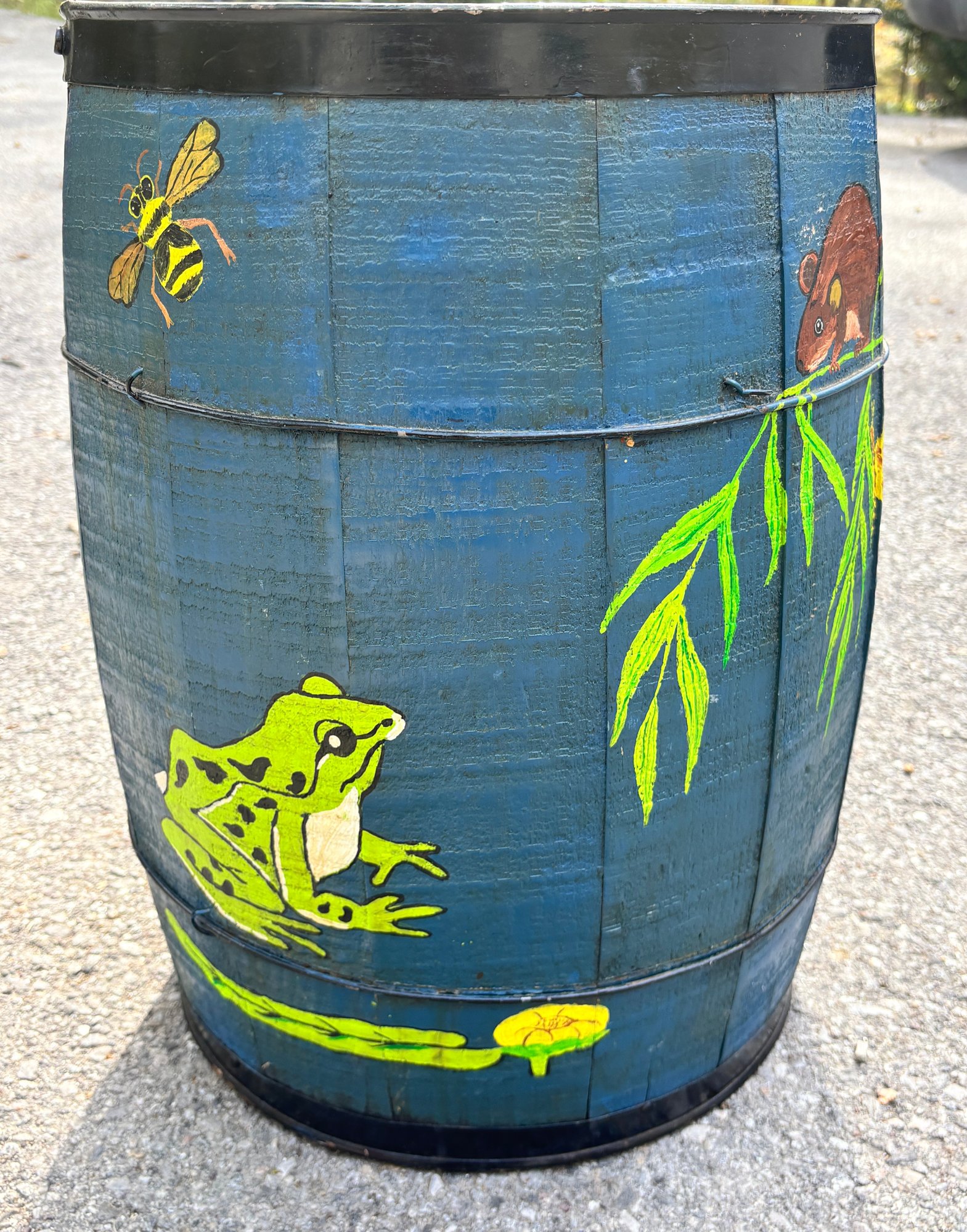 Super Fun Hand Painted Rain Barrel #2215167 | Auctionninja.com
