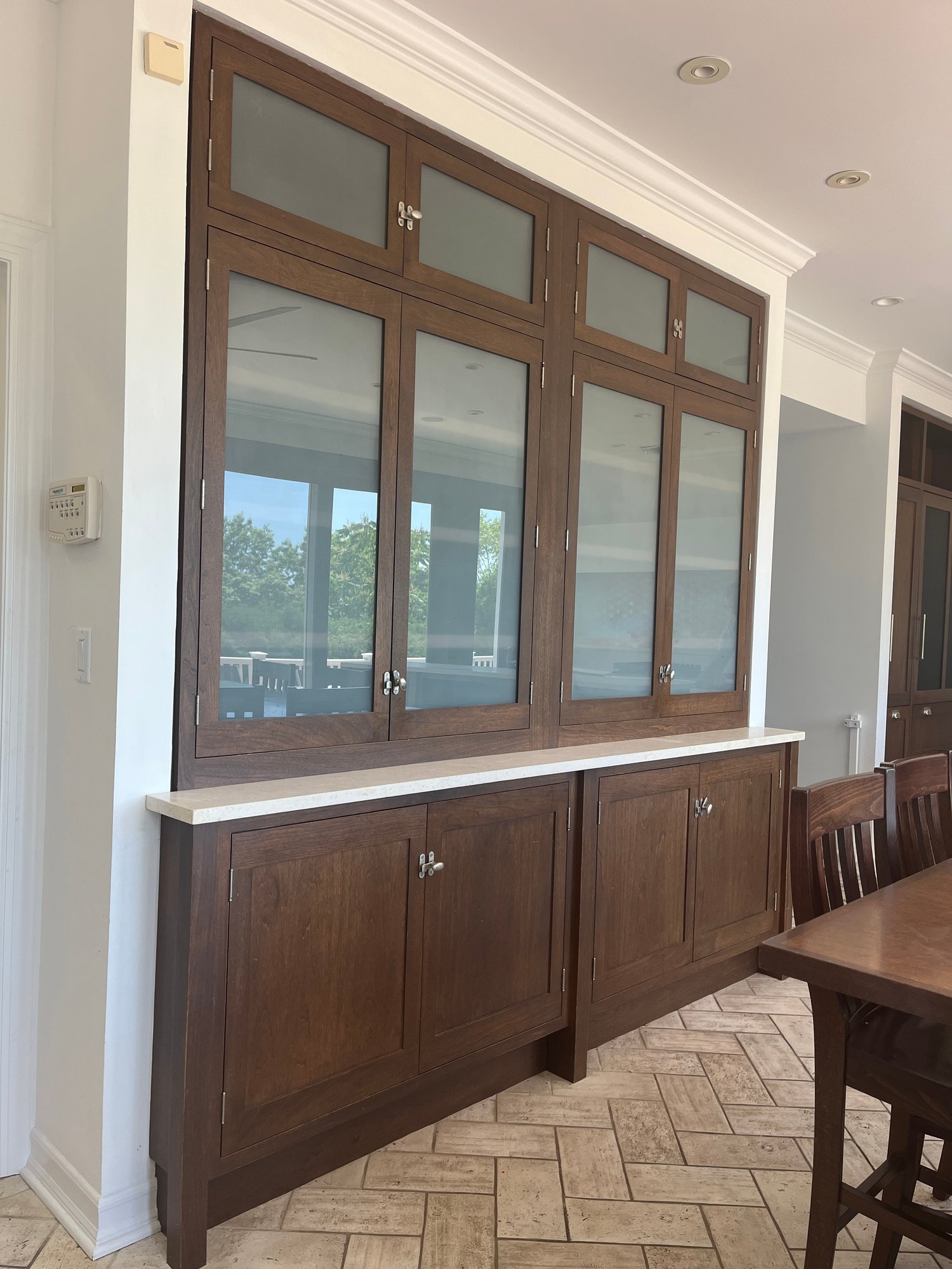 A Handcrafted Pantry Storage Unit - Frosted Glass Door Upper Cabinets ...