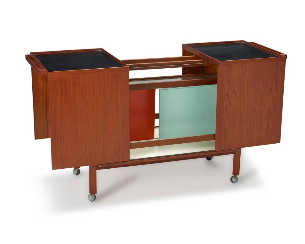 MCM 1960's Extendable Niels Erik Glasdam Jensen Modern Teak Bar Cart ...