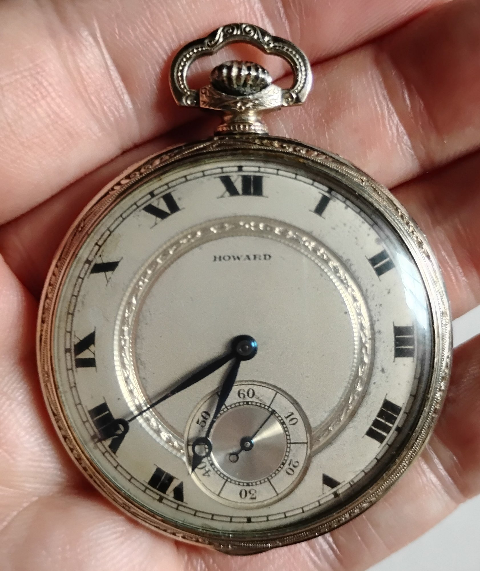 Antique Howard Mechanical Open Faced Mens Pocket Watch With Nice Case ...