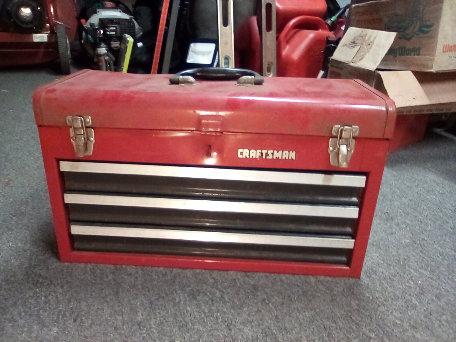 Craftsman Portable Red Metal Tool Chest With 3 Drawers & Carrying ...