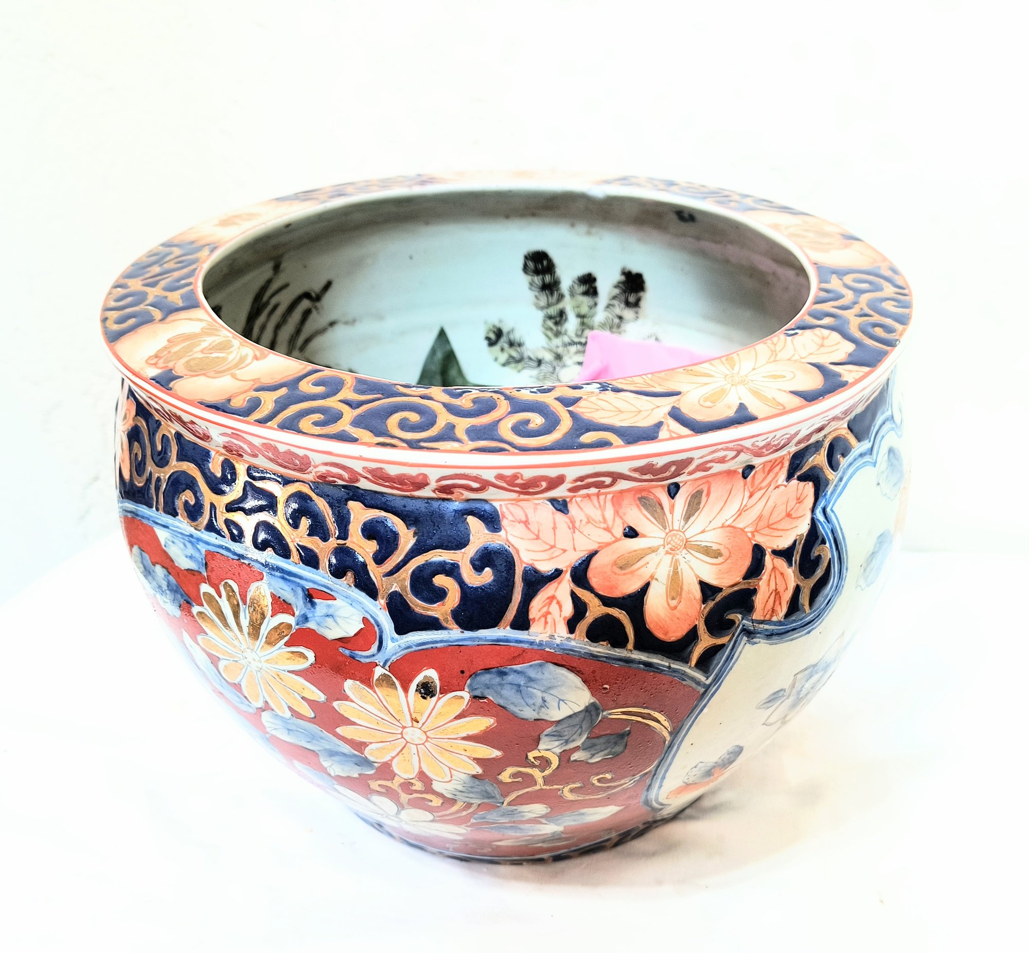 Ceramic Pot / Vase/ Jardiniere With Elaborate Asian Design #1946420 ...