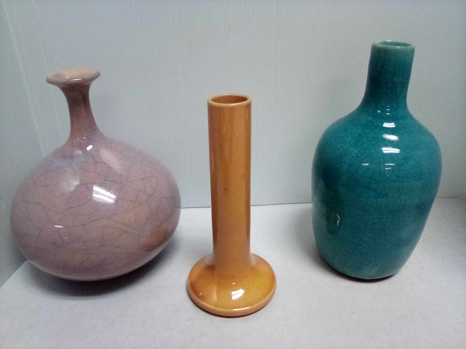 Beautiful Glazed Art Pottery Vessels In Blue, Mauve & Gold Colors ...