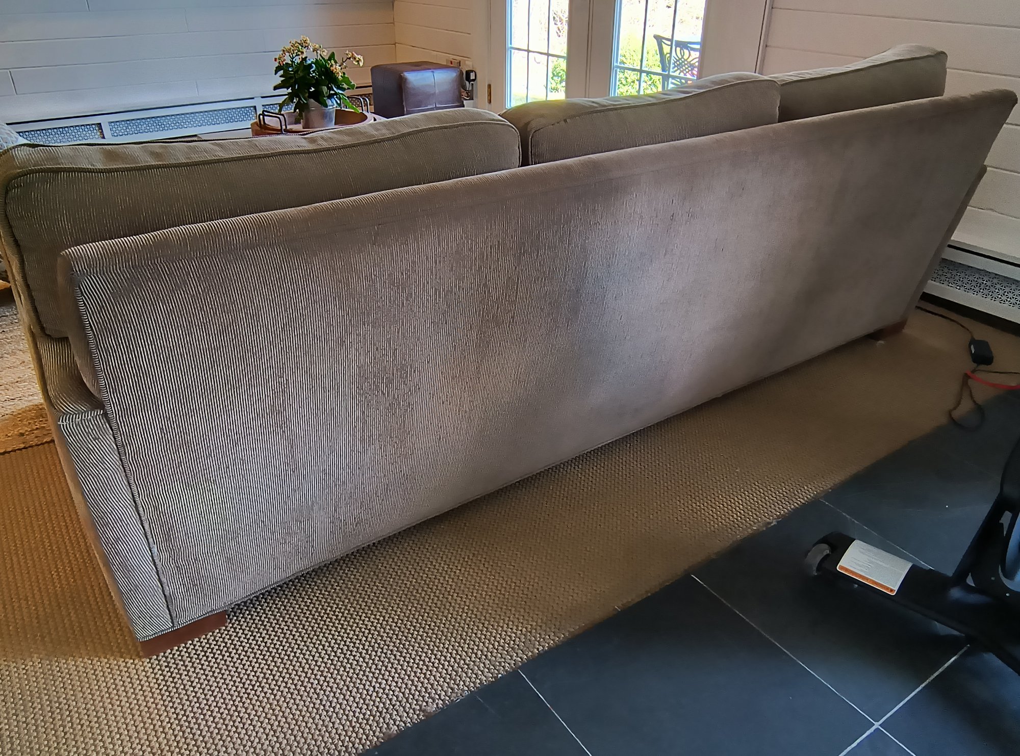 Three Seater Sofa / Couch In A Corduroy Fabric With Bolster Pillows ...