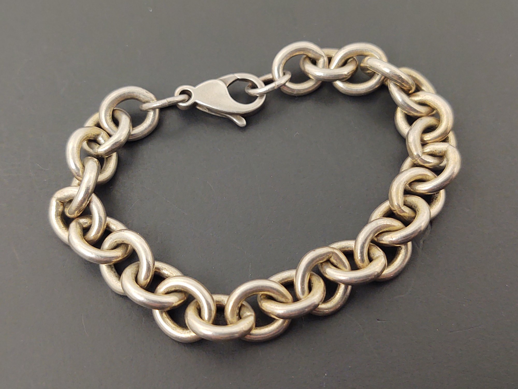 Vintage Sterling Silver Heavy Rolo Link Bracelet #2081400 | Auctionninja.com