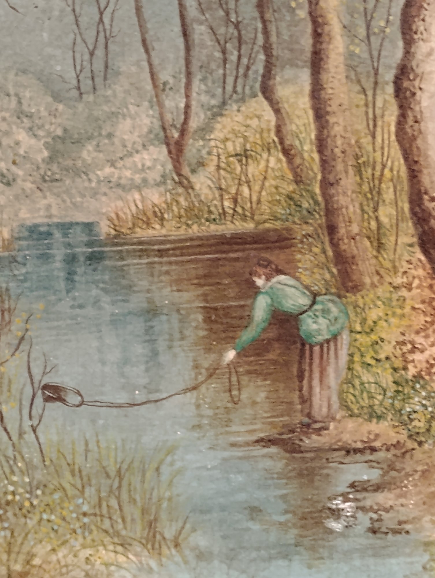 1885 Oil On Canvas Painting Of A Lady In Nature Signed With Label On ...