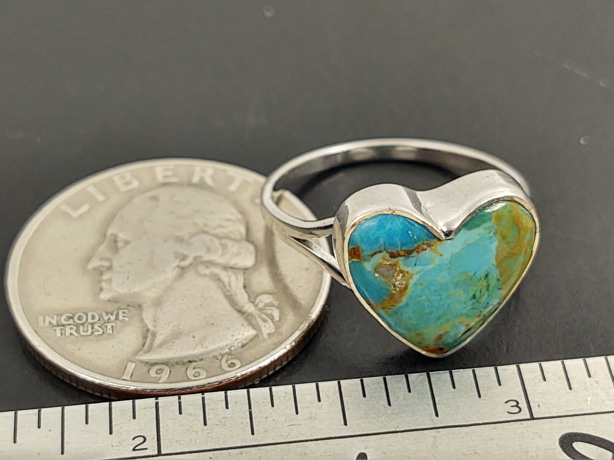 Beautiful Southwestern Sterling Silver Turquoise Heart Ring #2251991 ...