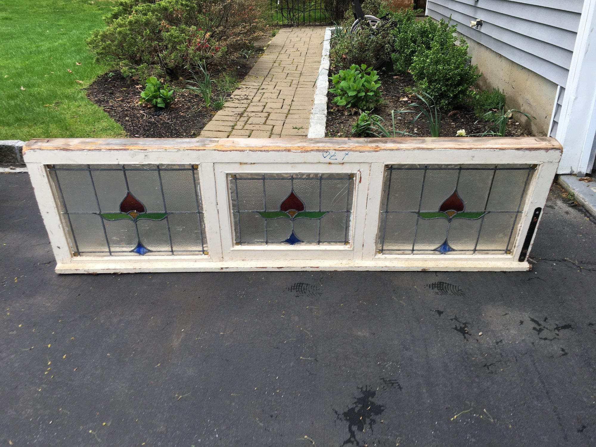 Incredible Antique Transom Window With Leaded / Stained Glass Windows ...