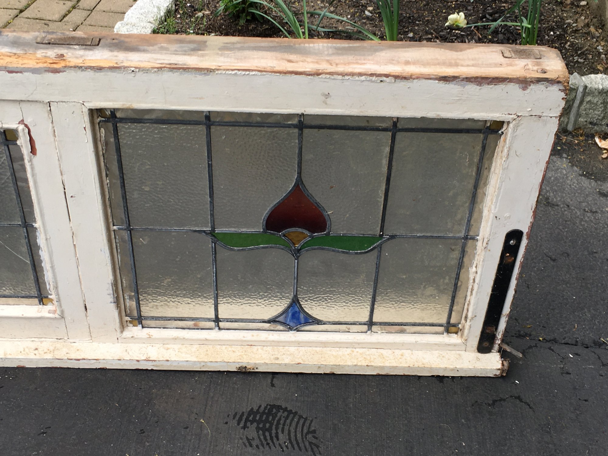 Incredible Antique Transom Window With Leaded / Stained Glass Windows ...