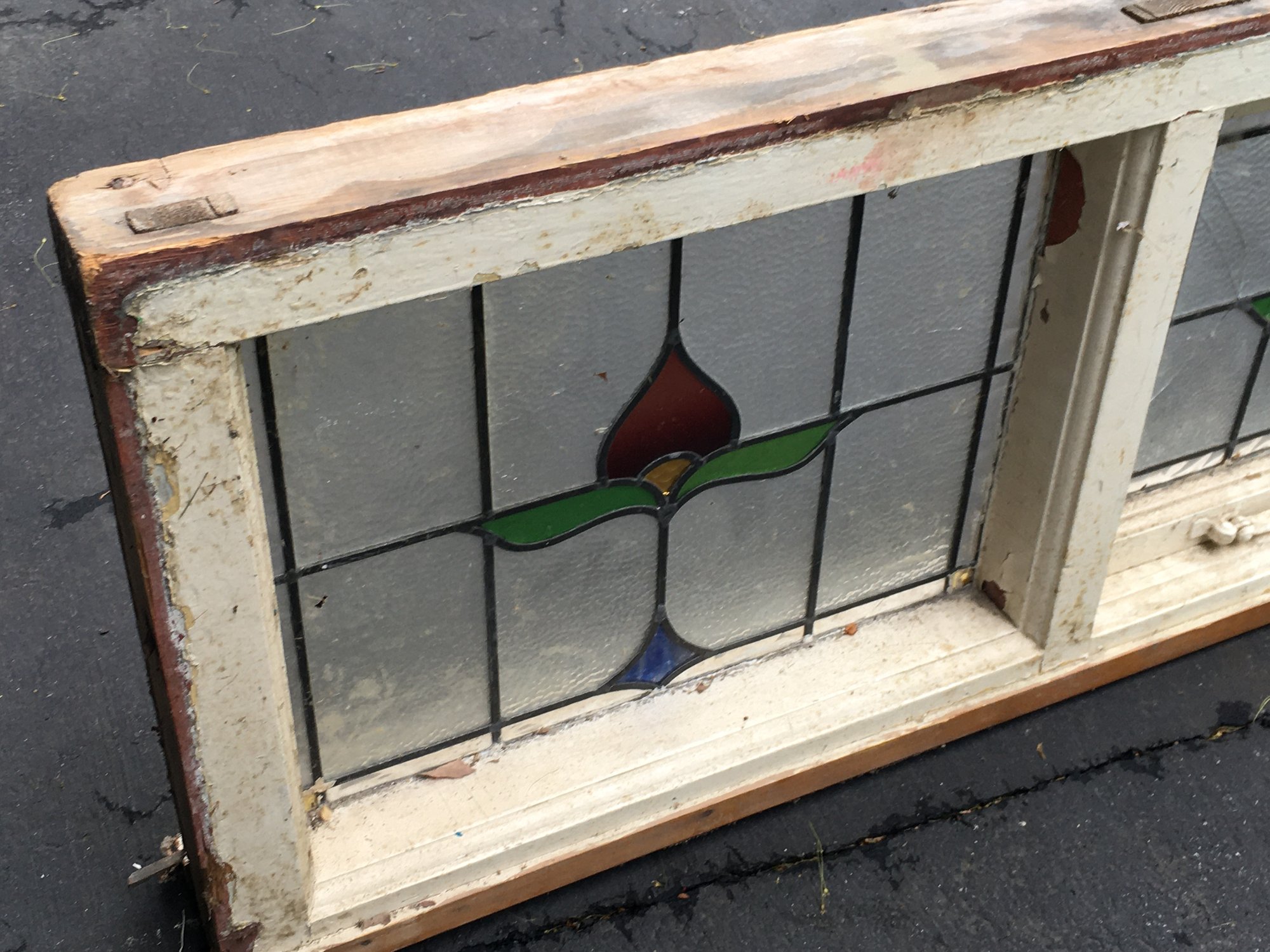 Incredible Antique Transom Window With Leaded / Stained Glass Windows ...