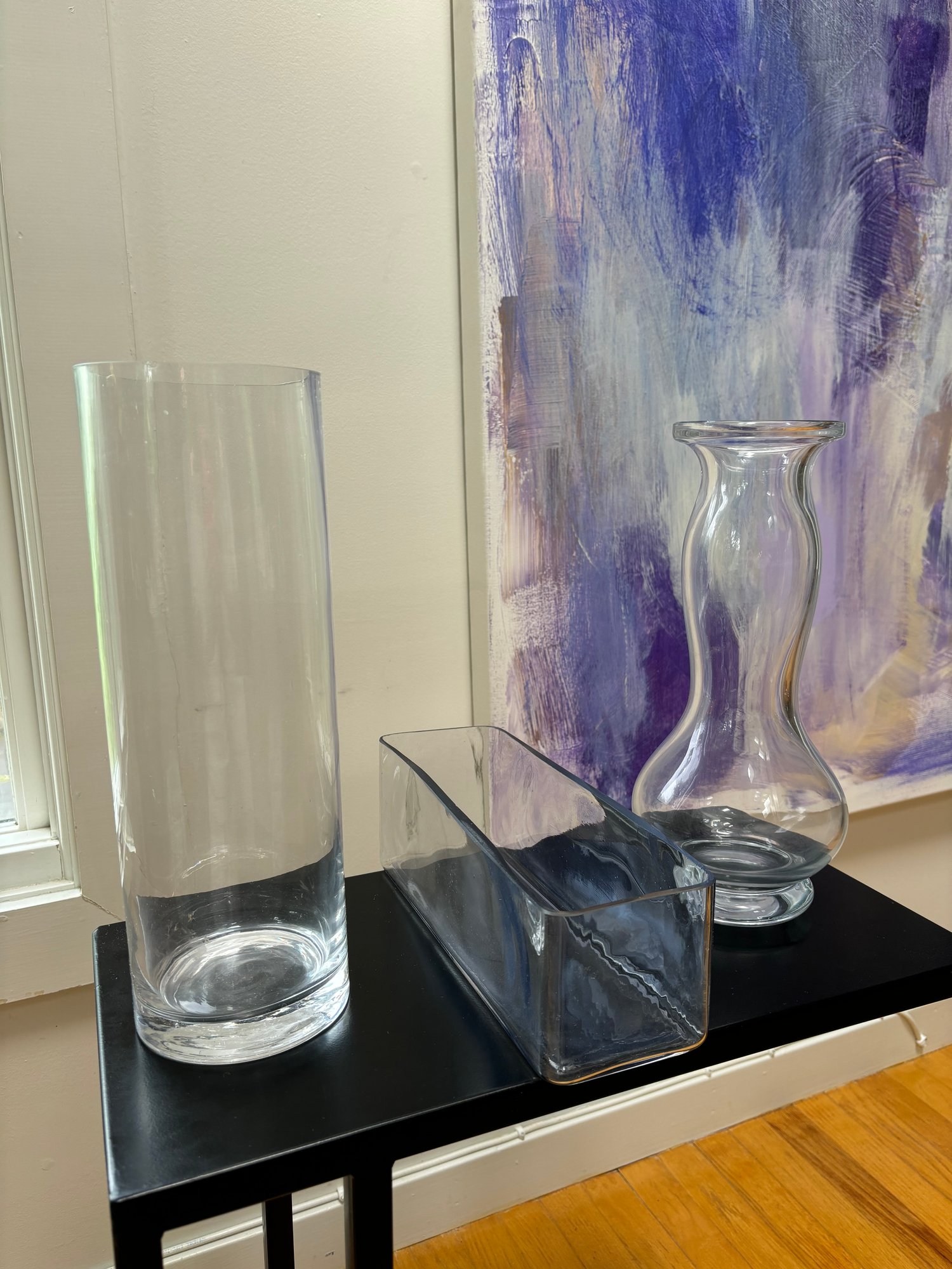 3 Clear Glass Vase/display Items. LR #1950493 | Auctionninja.com