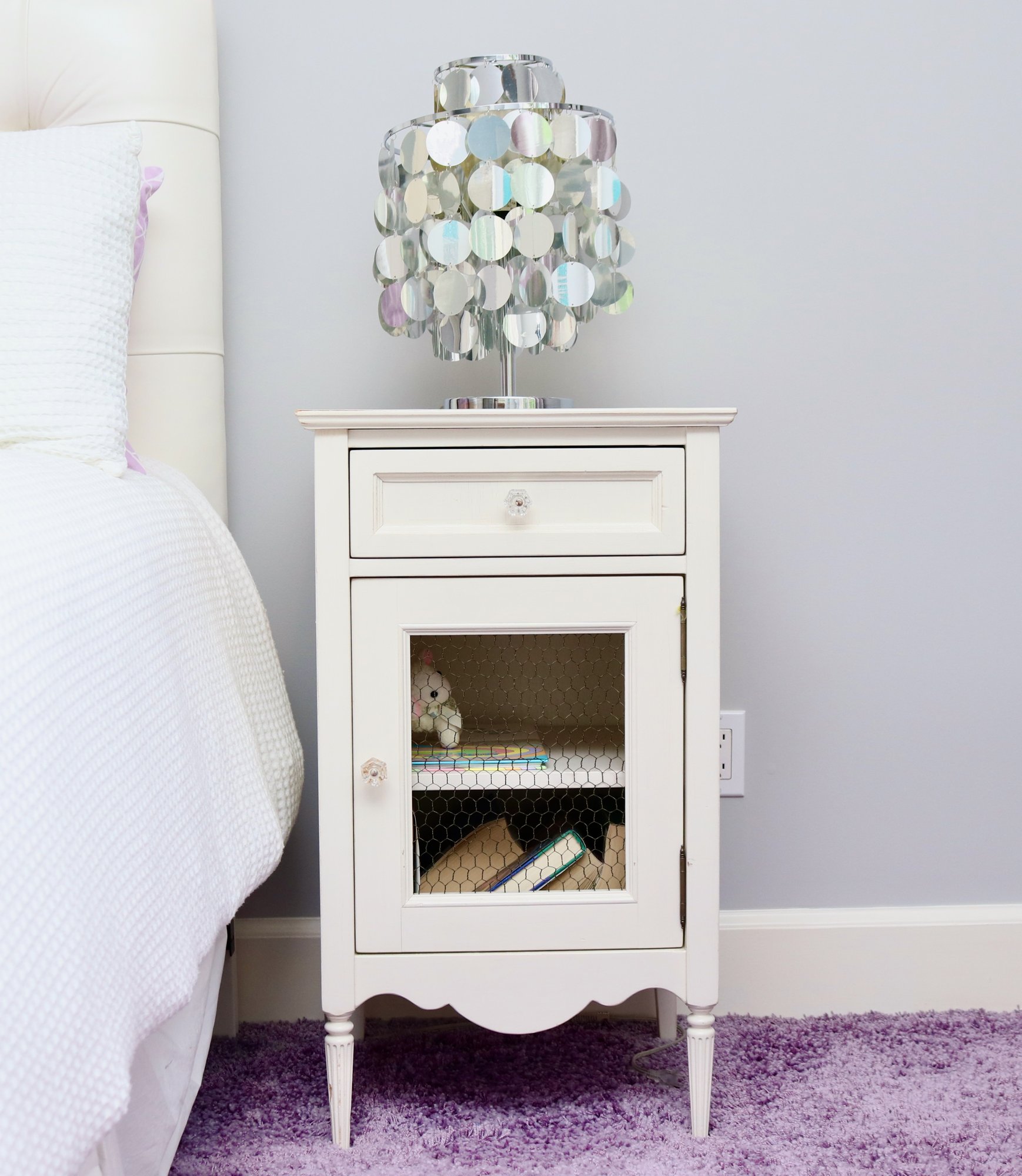 Go To Your Room Custom Made White Night Stand With Chicken Wire And ...