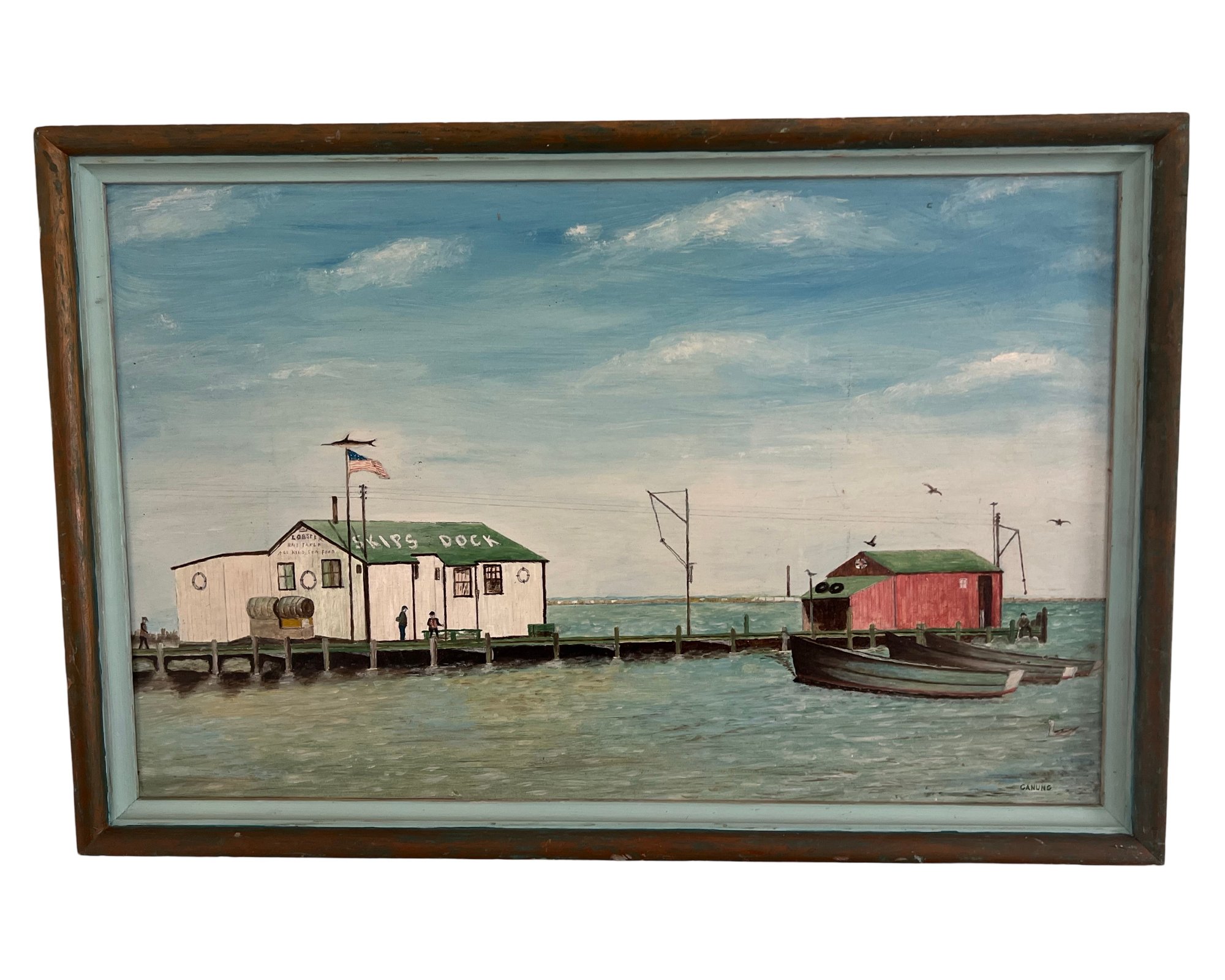 31 X 20 Fishing Shack & Boat Vintage Original Painting On Board ...