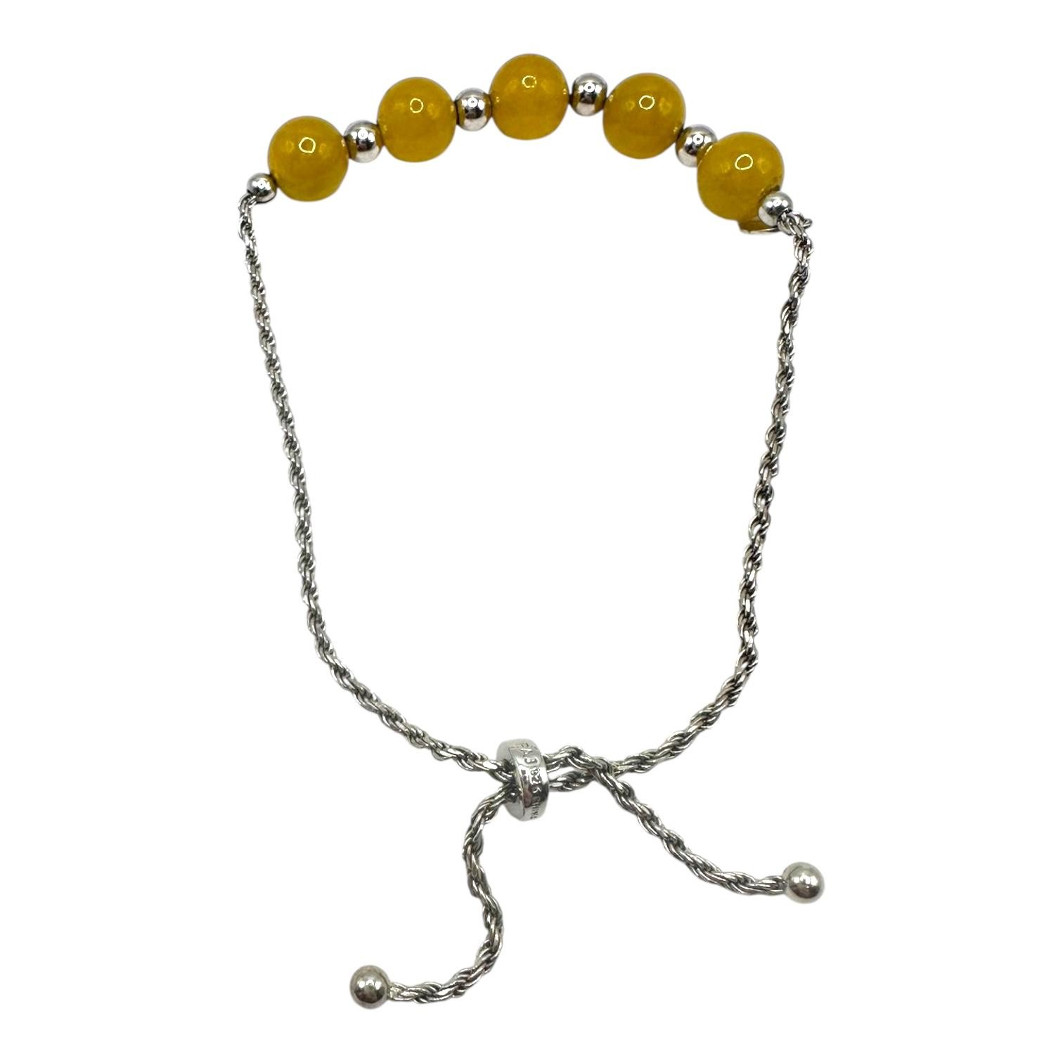 (B135) Sterling Silver PAJ Yellow Beaded Pull String Twist Chain ...