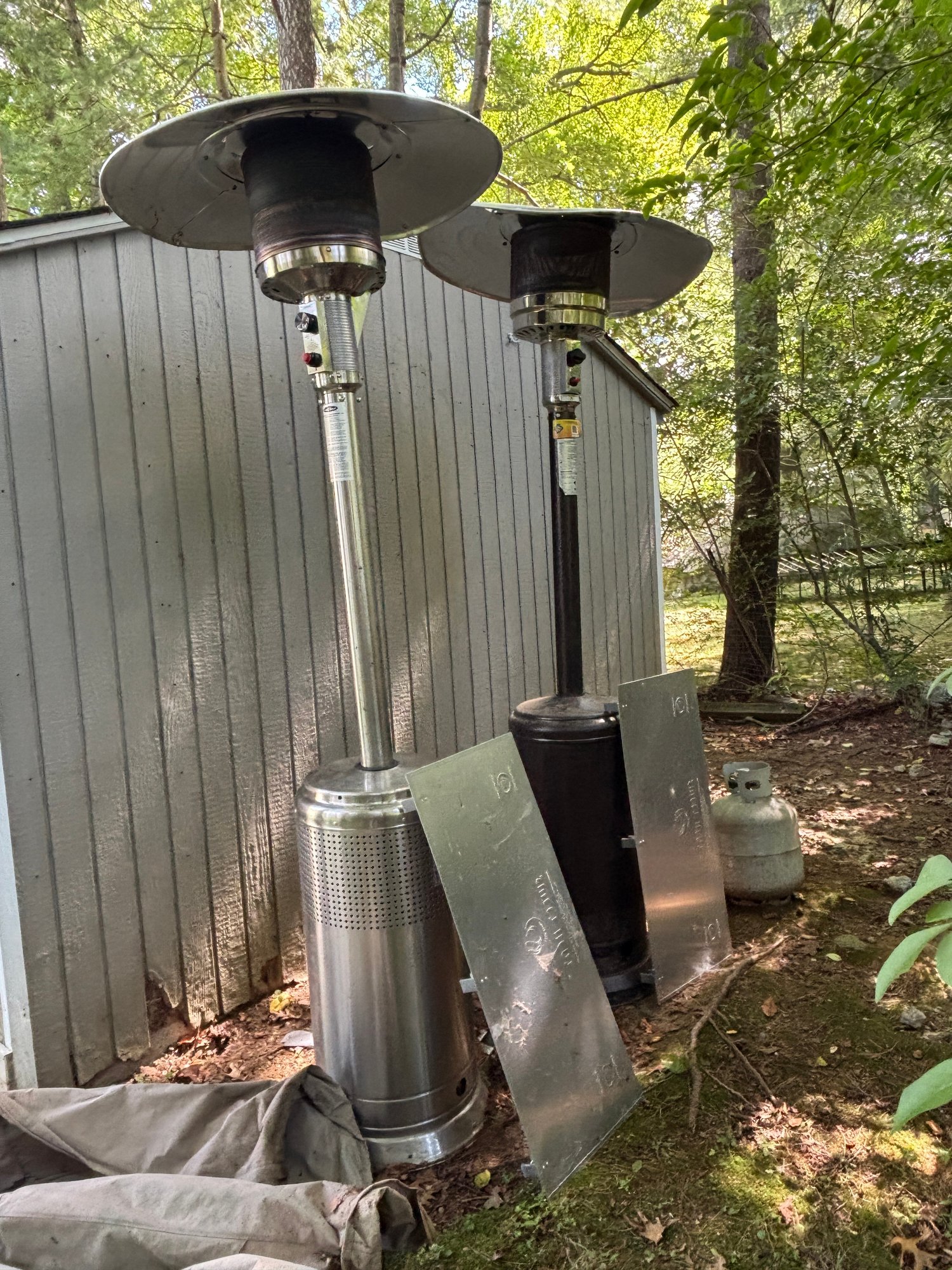 Sunnyvale & Fire Sense Propane Patio Heaters Set Of 2 W/ 3 Full Tanks ...