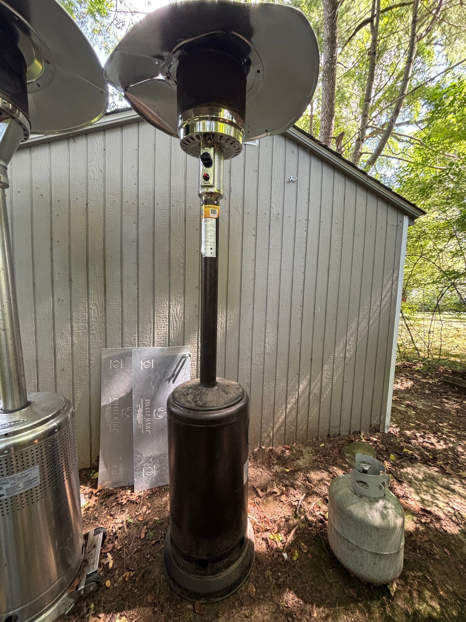 Sunnyvale & Fire Sense Propane Patio Heaters Set Of 2 W/ 3 Full Tanks ...