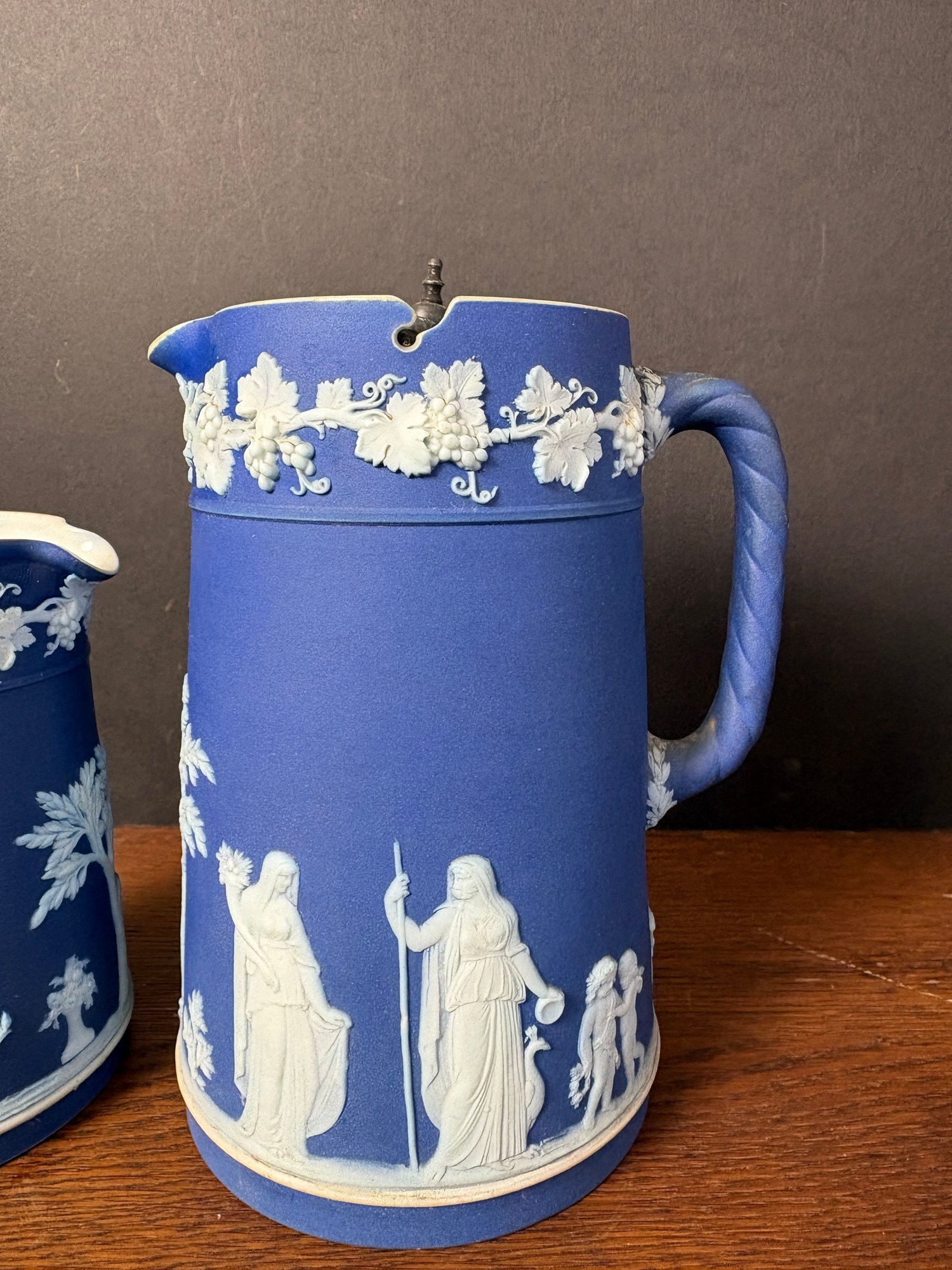 Pair Antique Wedgwood Dark Blue Jasperware Pitchers. #2249668 ...