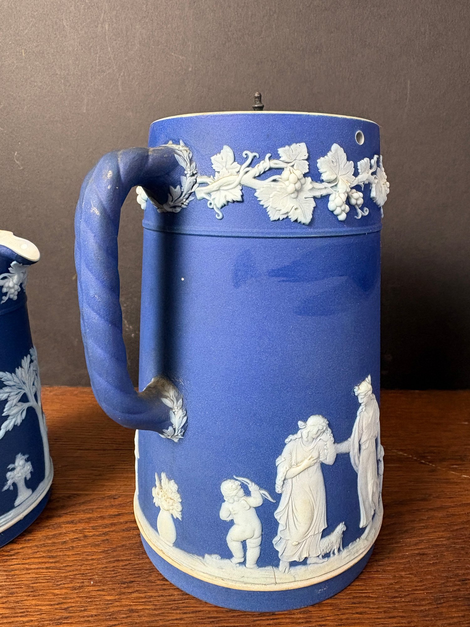 Pair Antique Wedgwood Dark Blue Jasperware Pitchers. #2249668 ...