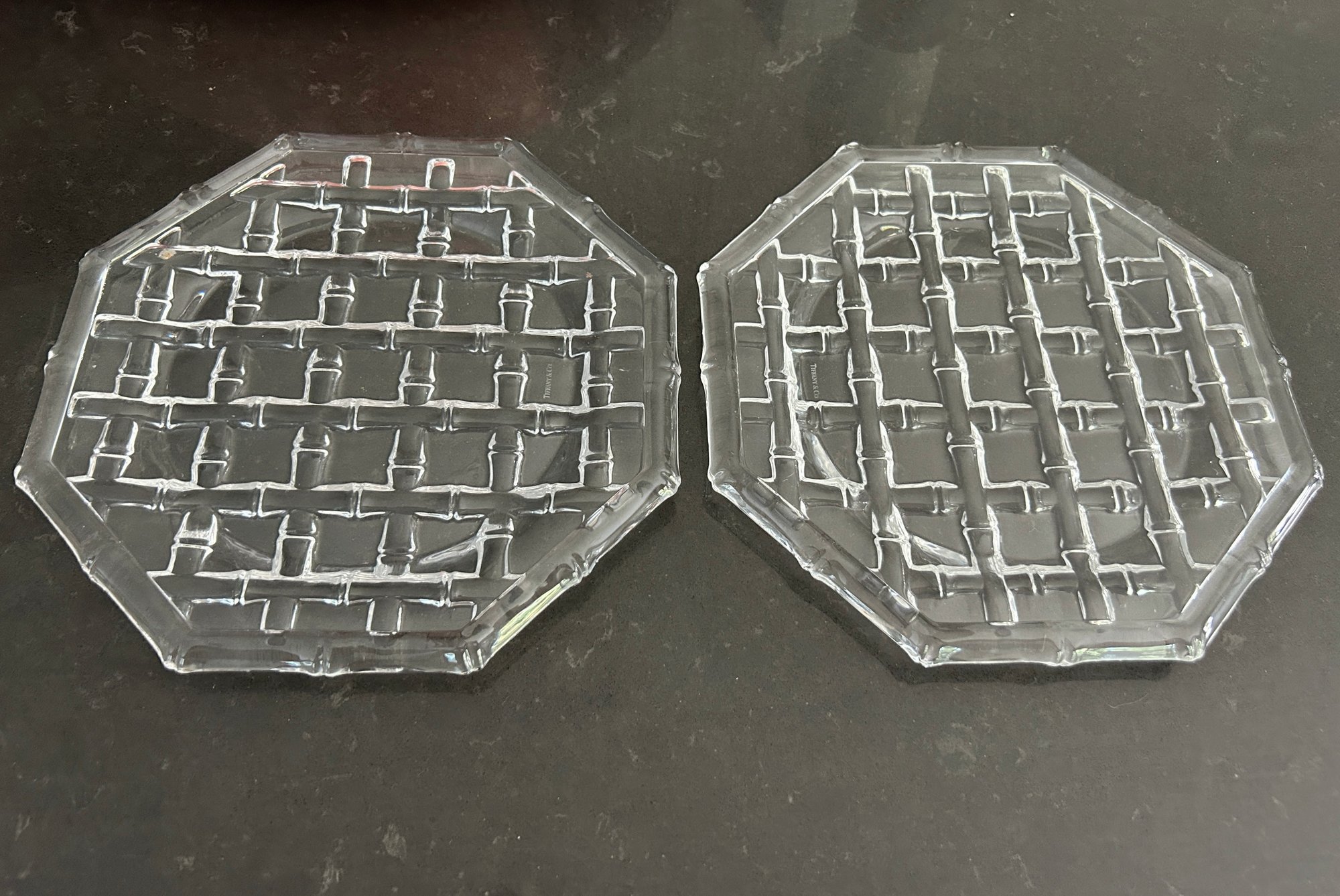 Pair Of Tiffany & Co Bamboo Octogonal Crystal Plates #1915505 ...