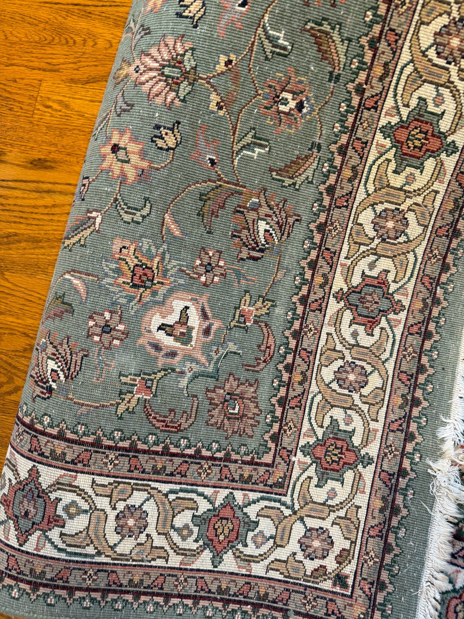 Lovely Sage Green And Pastel Oriental Loomed Wool Area Rug Approx. 6ft ...
