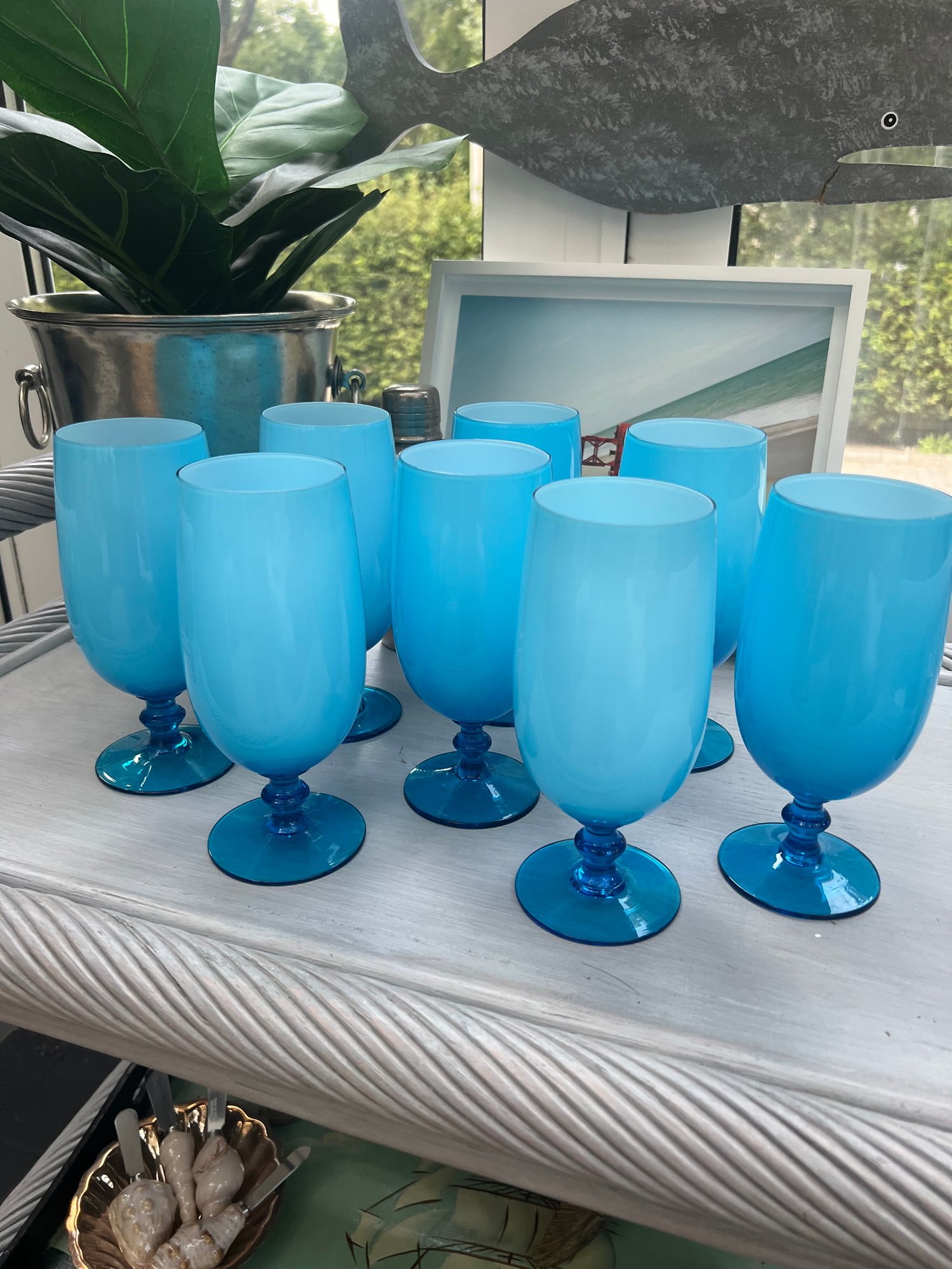 Carlo Moretti Aqua Cased Glass Water Goblets #1963036 | Auctionninja.com