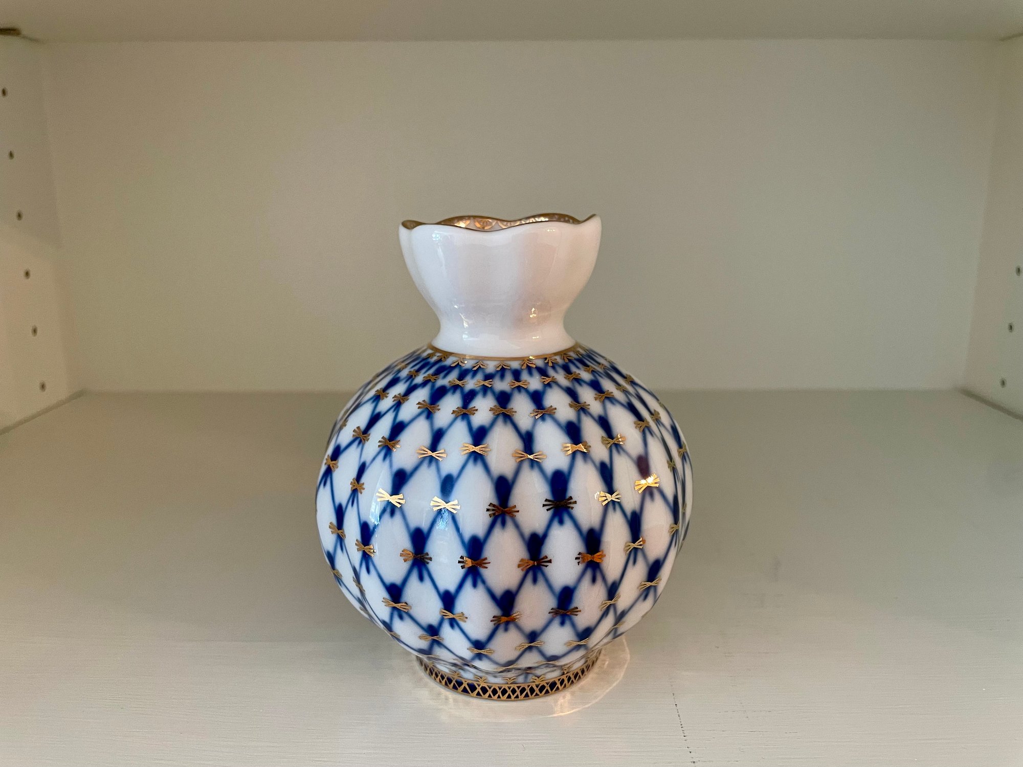 Cobalt Net By Lomonosov Petite Bulbous Vase, Crafted In Russia #1938985 ...