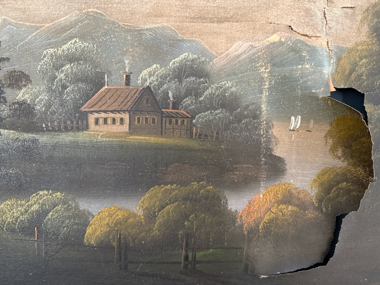 Antique Gilt Frame With Damaged Oil On Canvas Landscape #2246816 ...