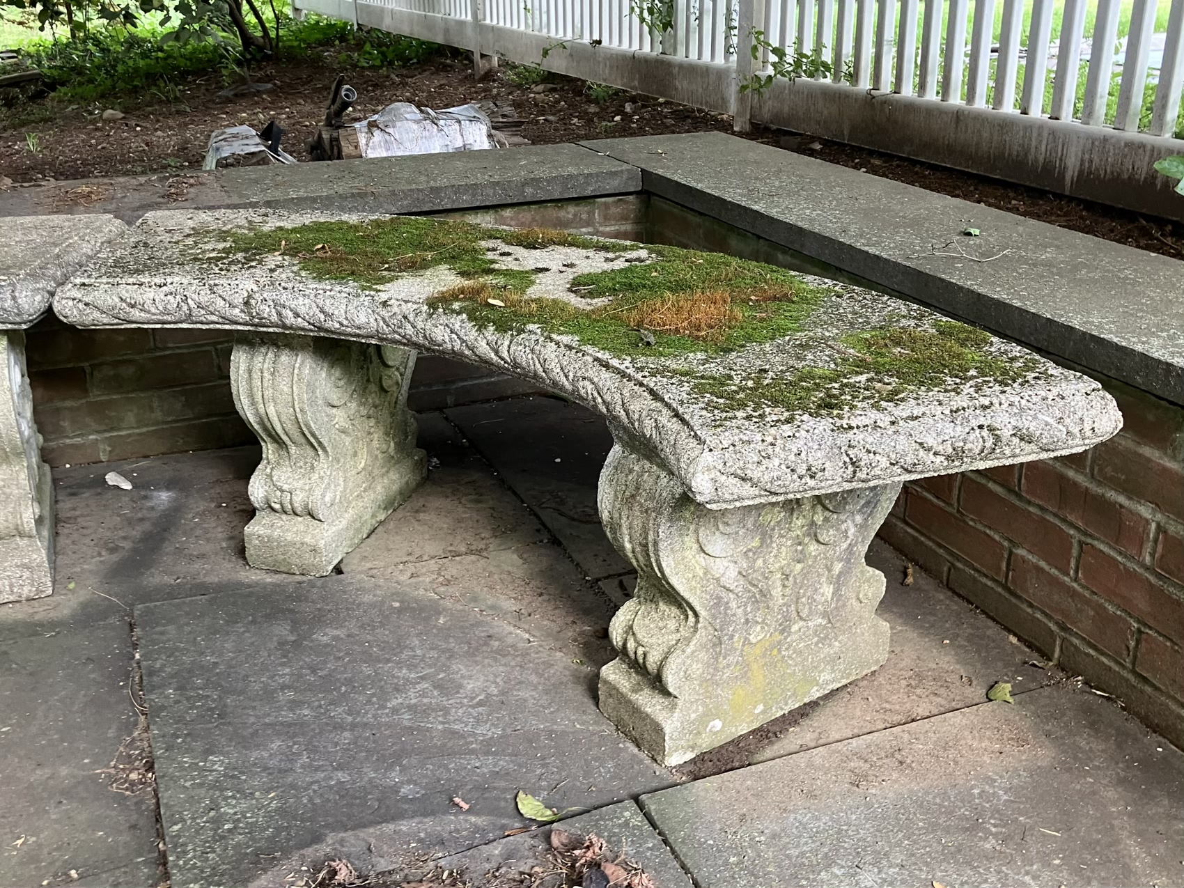 A Pair Of Vintage Cast Stone Garden Benches - Together A Beautiful Demi ...