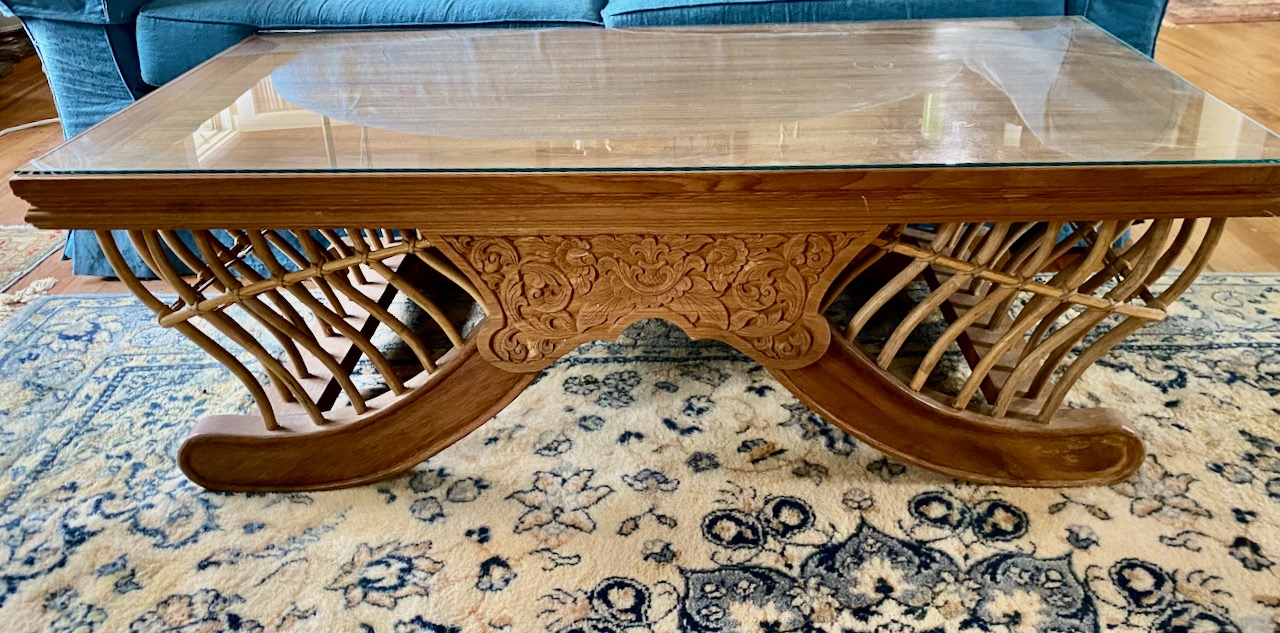 Thai Howdah Coffee Table With Glass Top #1973493 | Auctionninja.com