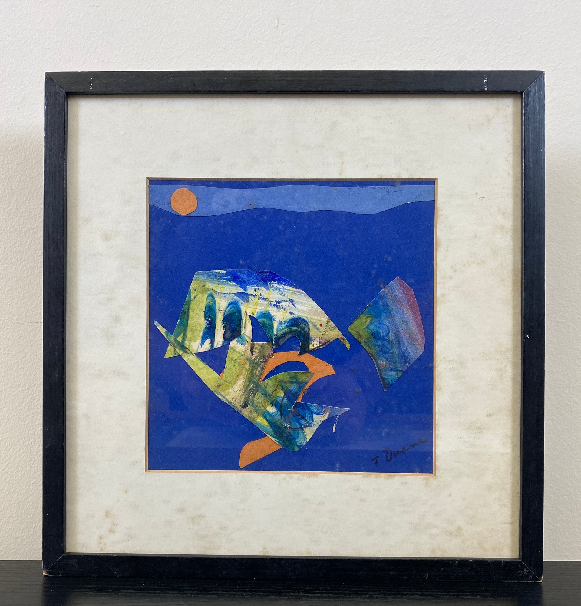 Sunfish Paper Collage - T Duane - Matted And Framed Behind Glass ...