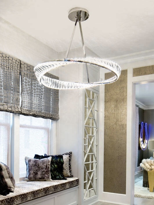 An Ellipse LED Crystal And Chrome Chandelier #40821142 | Auctionninja.com