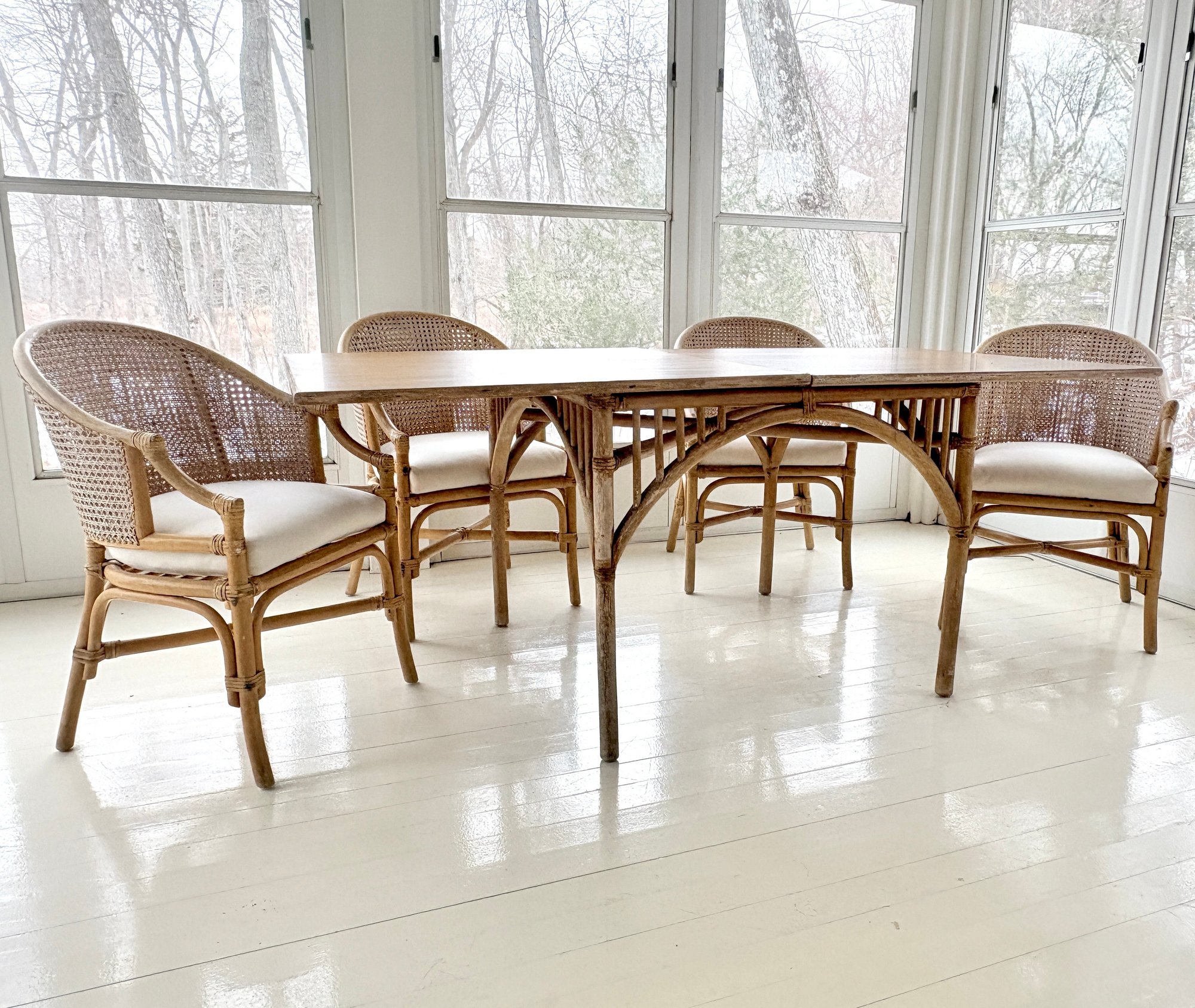 MCM Bamboo Sunroom Table & Four Chairs #2246417 | Auctionninja.com