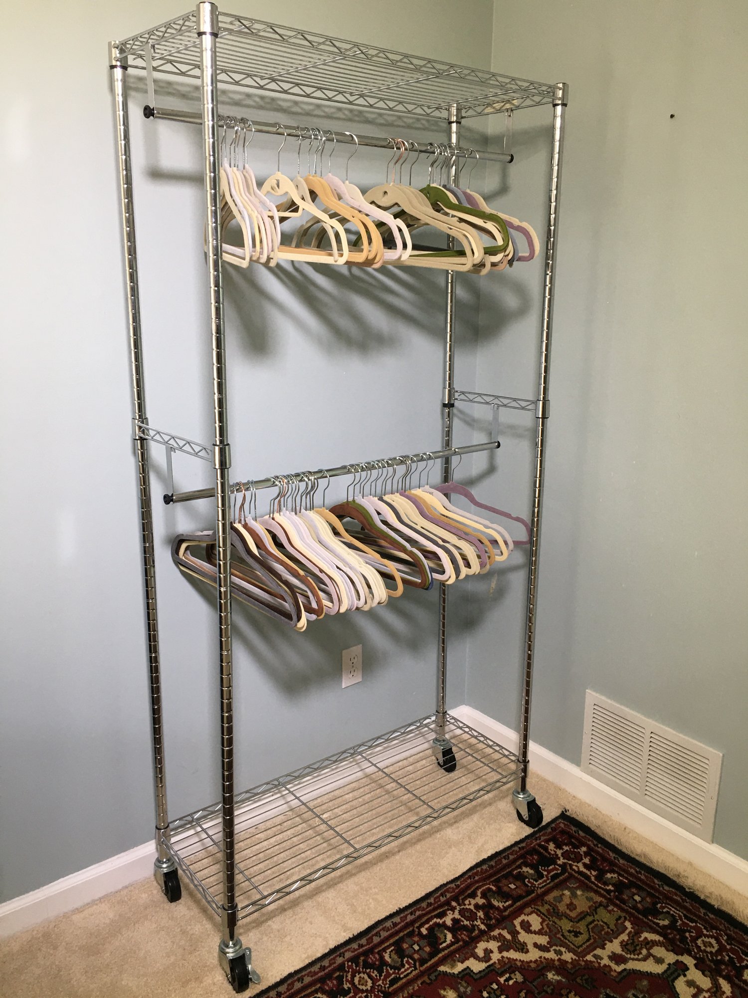 Amazing Metro Rack Style Clothing Rack With Over 50 Flocked Hangers ...