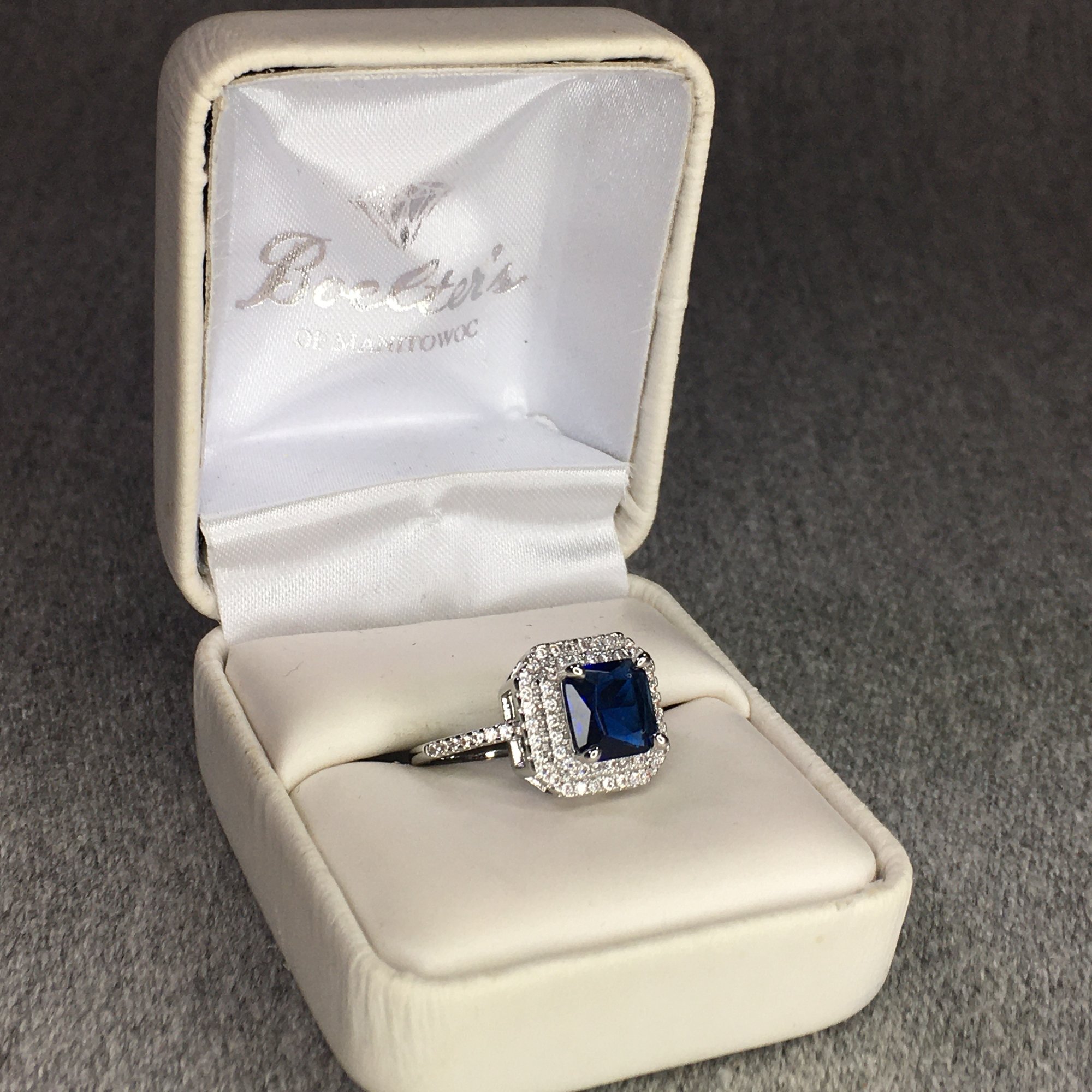 Wonderful Brand New 925/ Sterling Silver Ring With Navy Blue And White ...