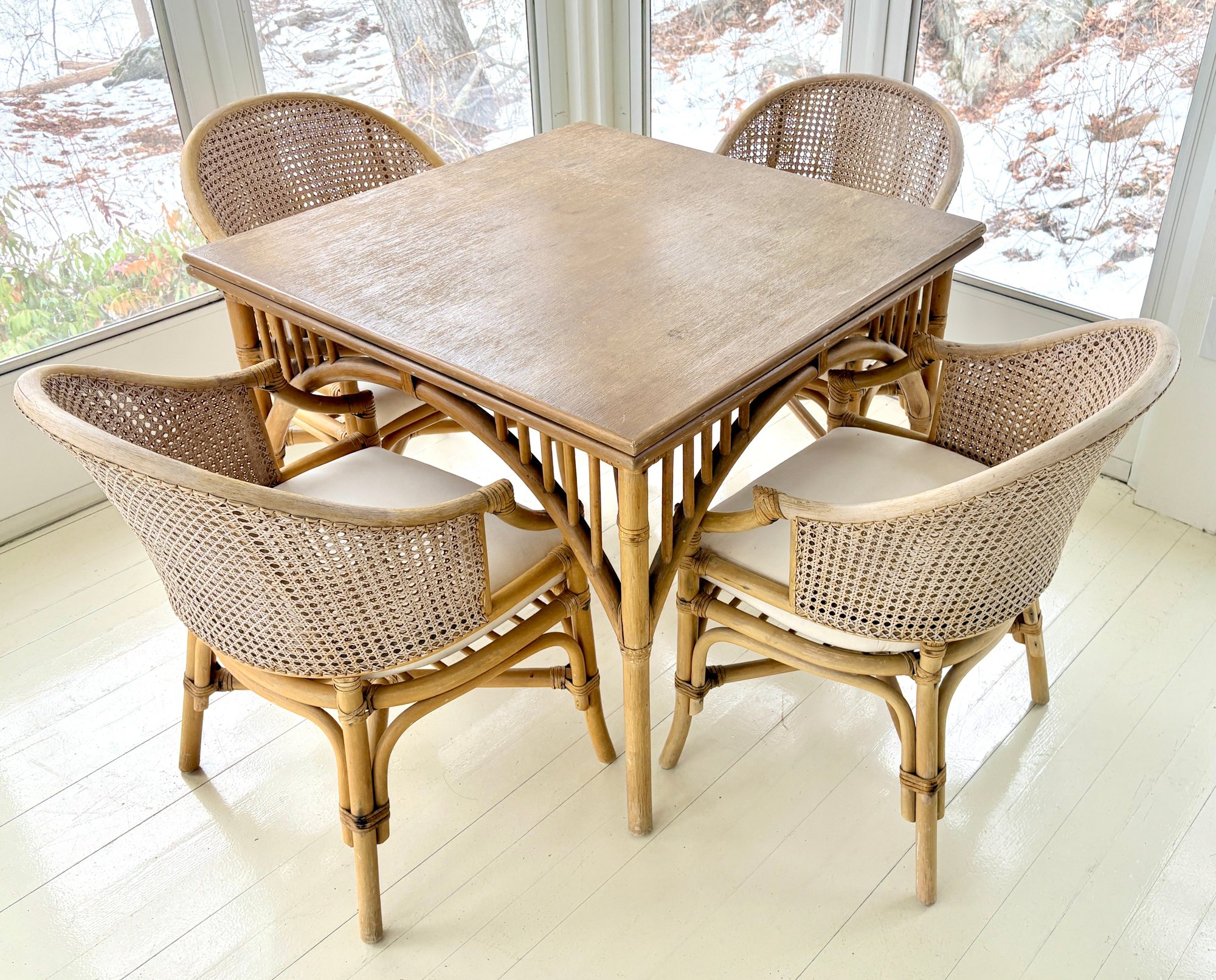 MCM Bamboo Sunroom Table & Four Chairs #2246417 | Auctionninja.com