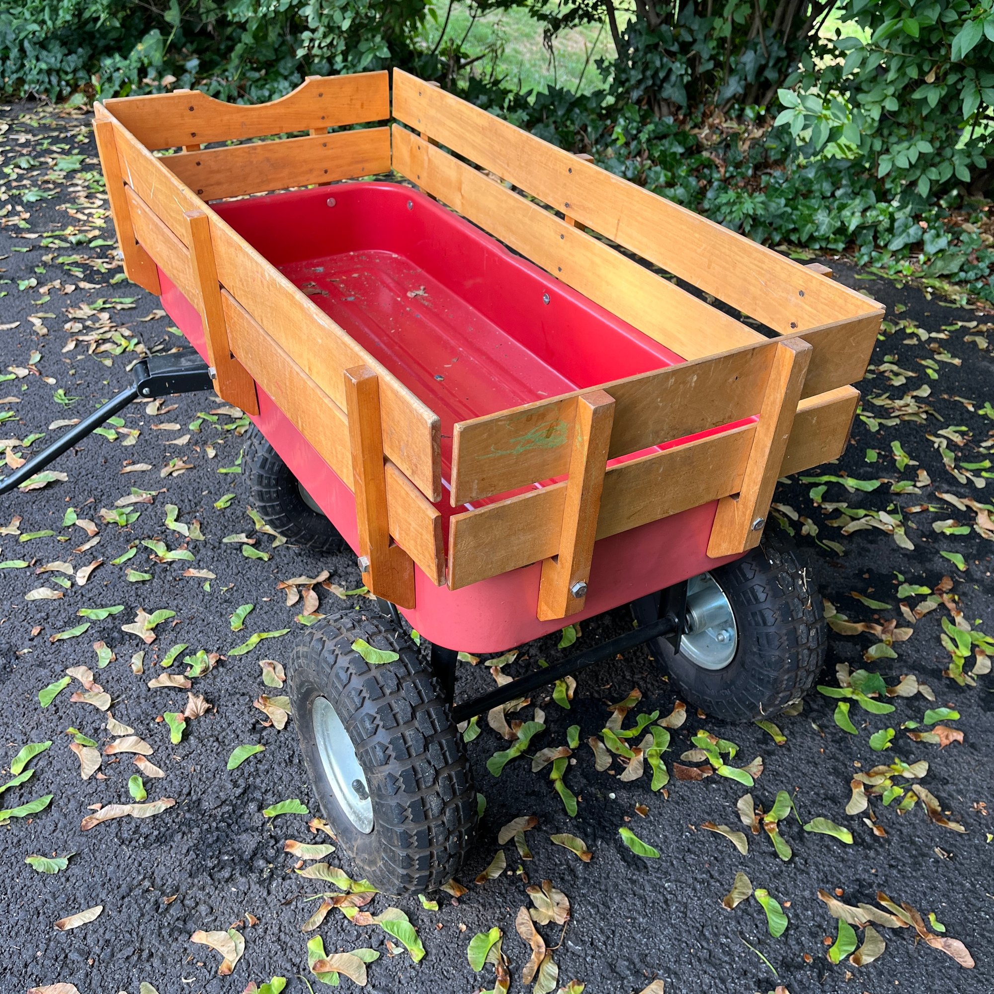 A Red Wagon - Side Rails - Pneumatic Tires #40795277 | Auctionninja.com