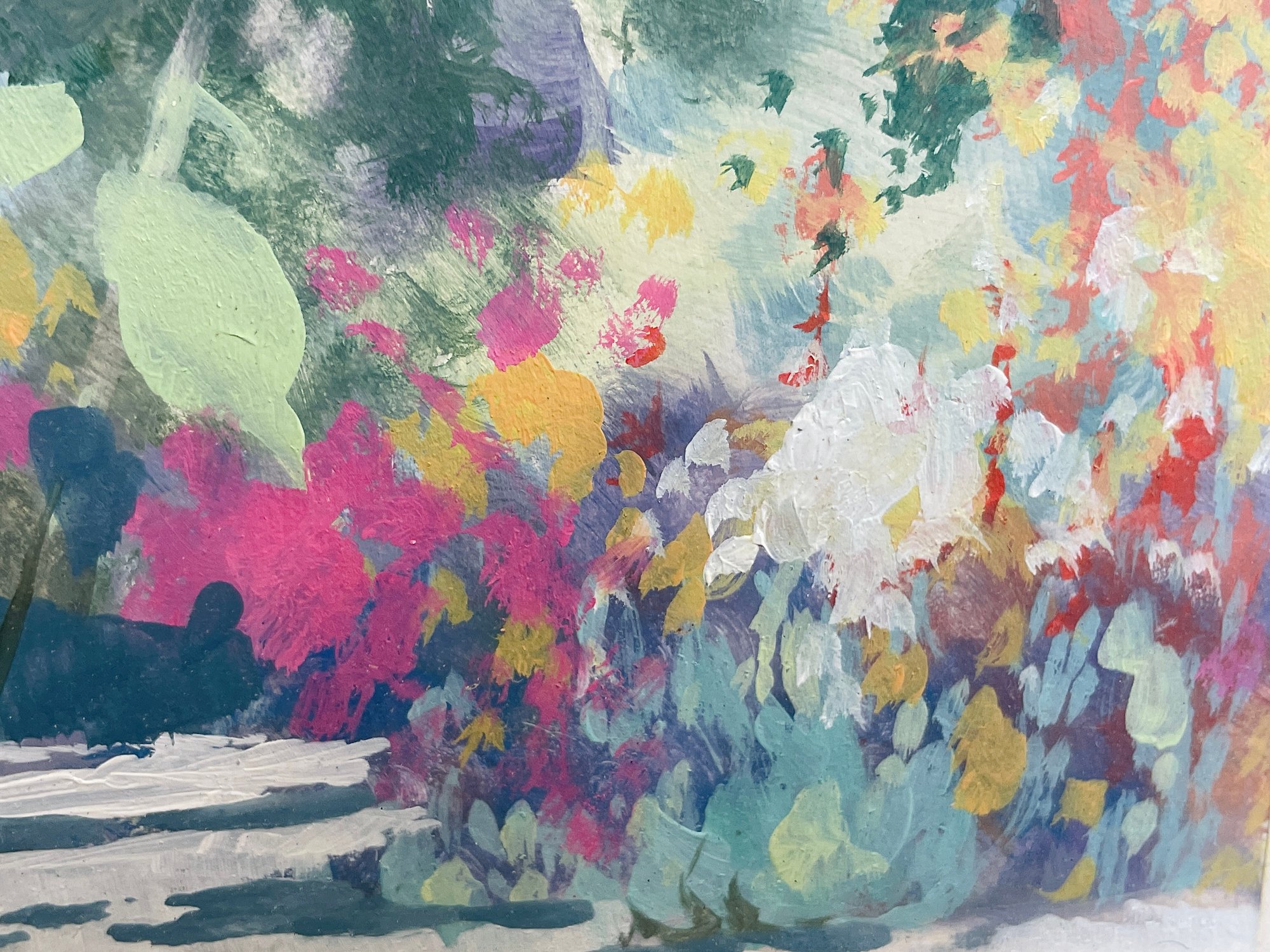 ELIZABETH HORNING, Oil On Paper, "Hollyhock Path", Gallery Framed ...