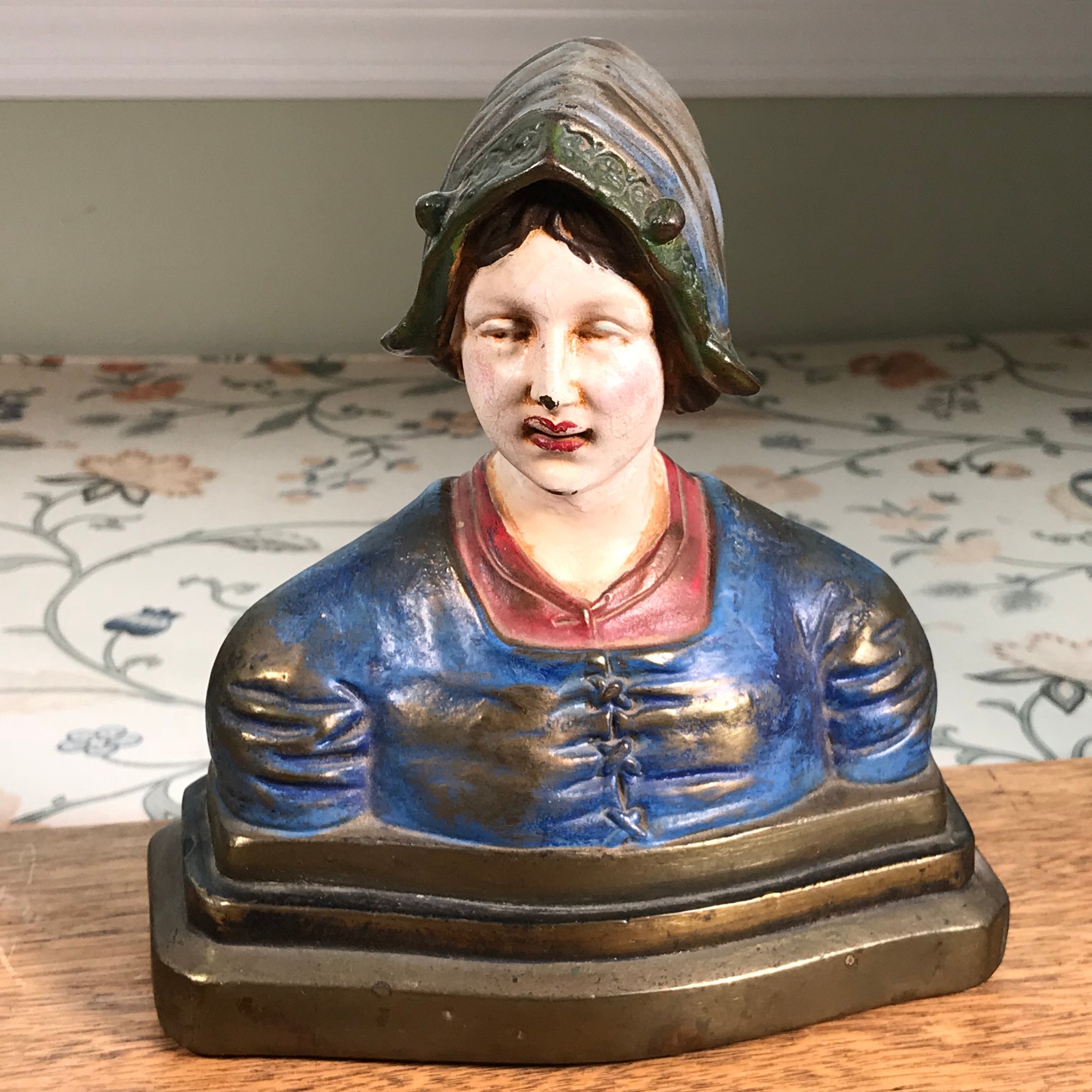 Lovely Antique Cold Painted ARMOR BRONZE Bust By Armor Bronze Company ...