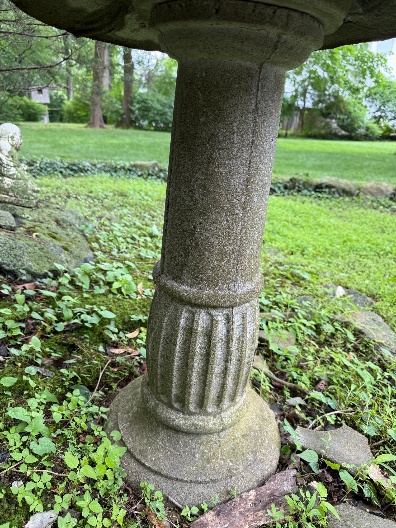 Moss Covered Cement Saddle Stone #2158821 | Auctionninja.com