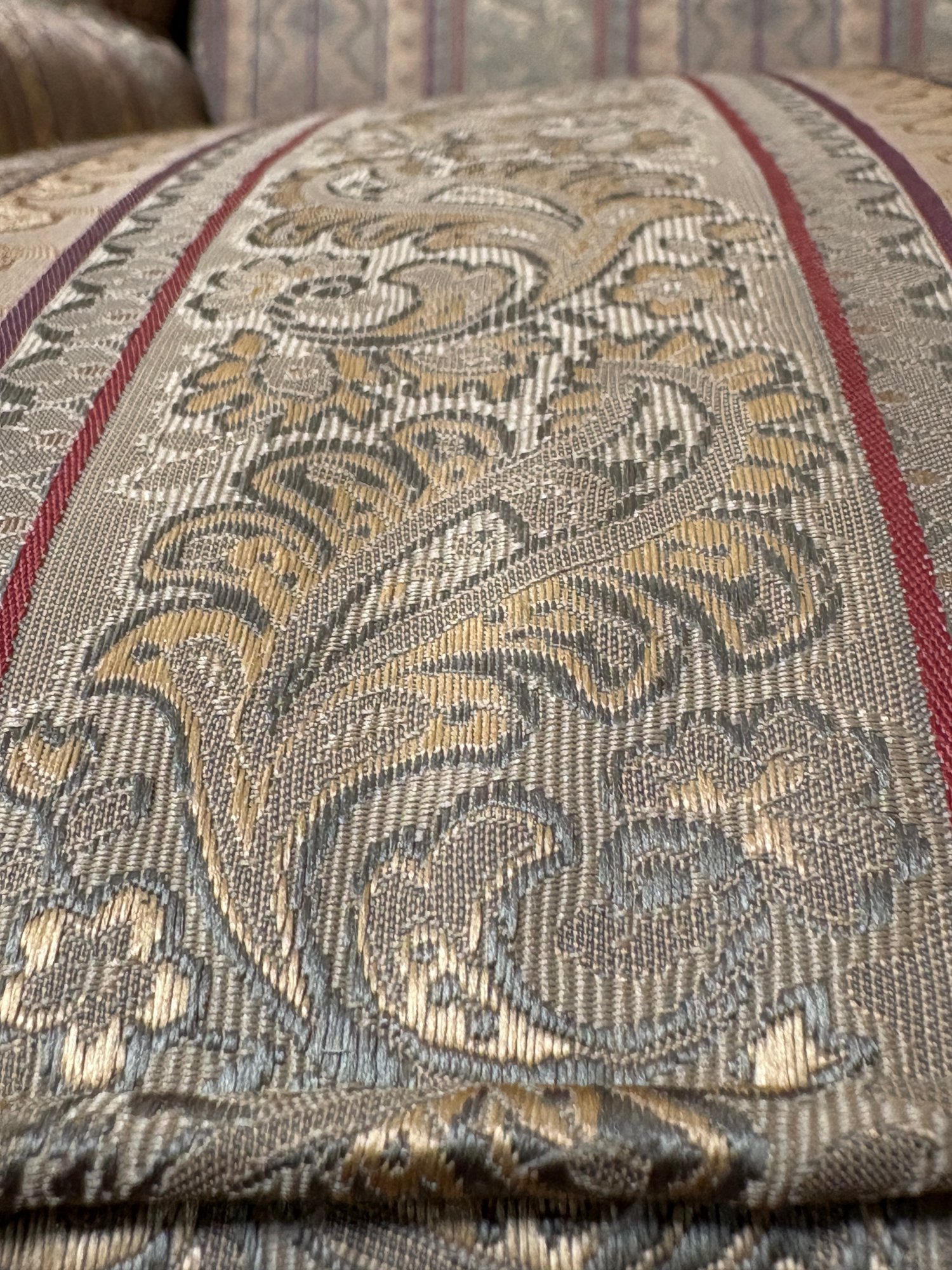 Pair Of Brocade Tapestry Upholstered Queen Anne Wing Back Chairs ...