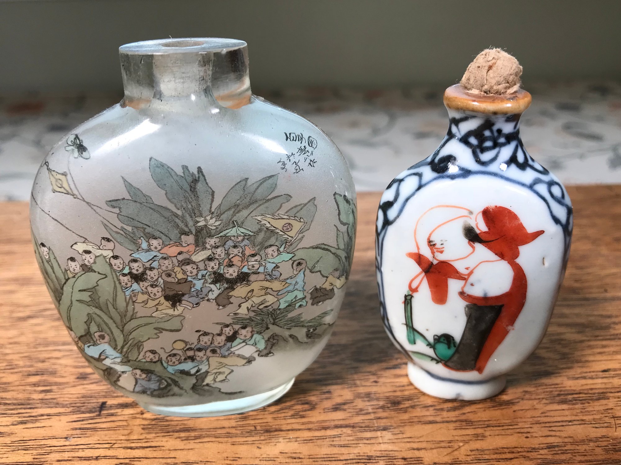 Two Antique Chinese Snuff Bottles - Very Pretty Bottles - Clear Is ...