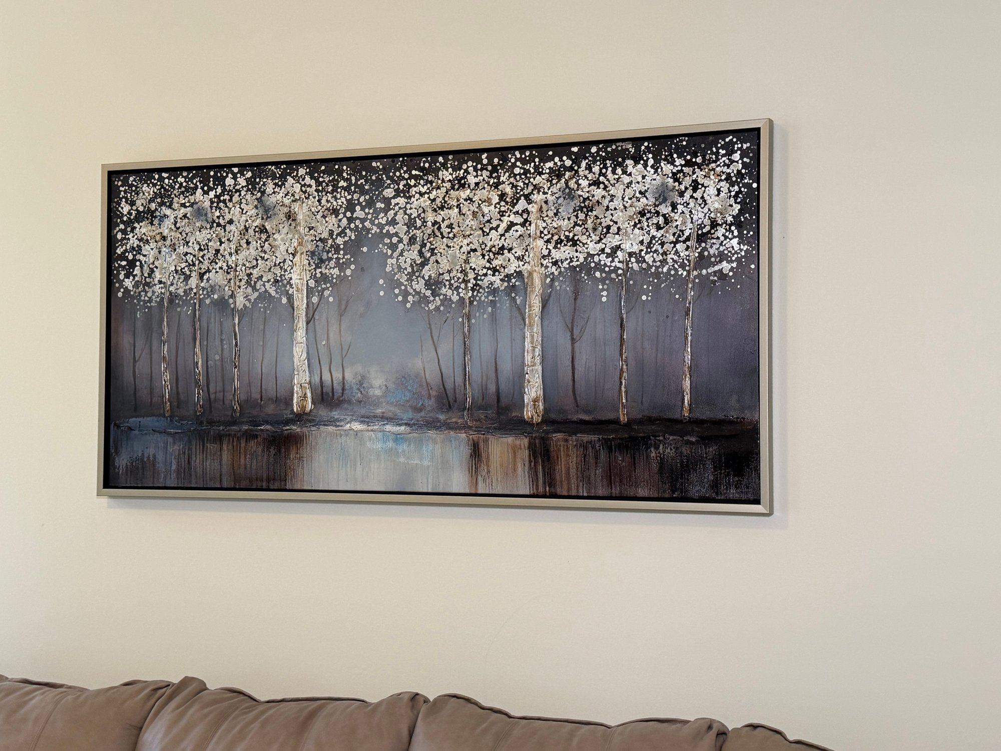 Gorgeous Silver Leaf Forest Landscape Embellished Framed Wall Art ...