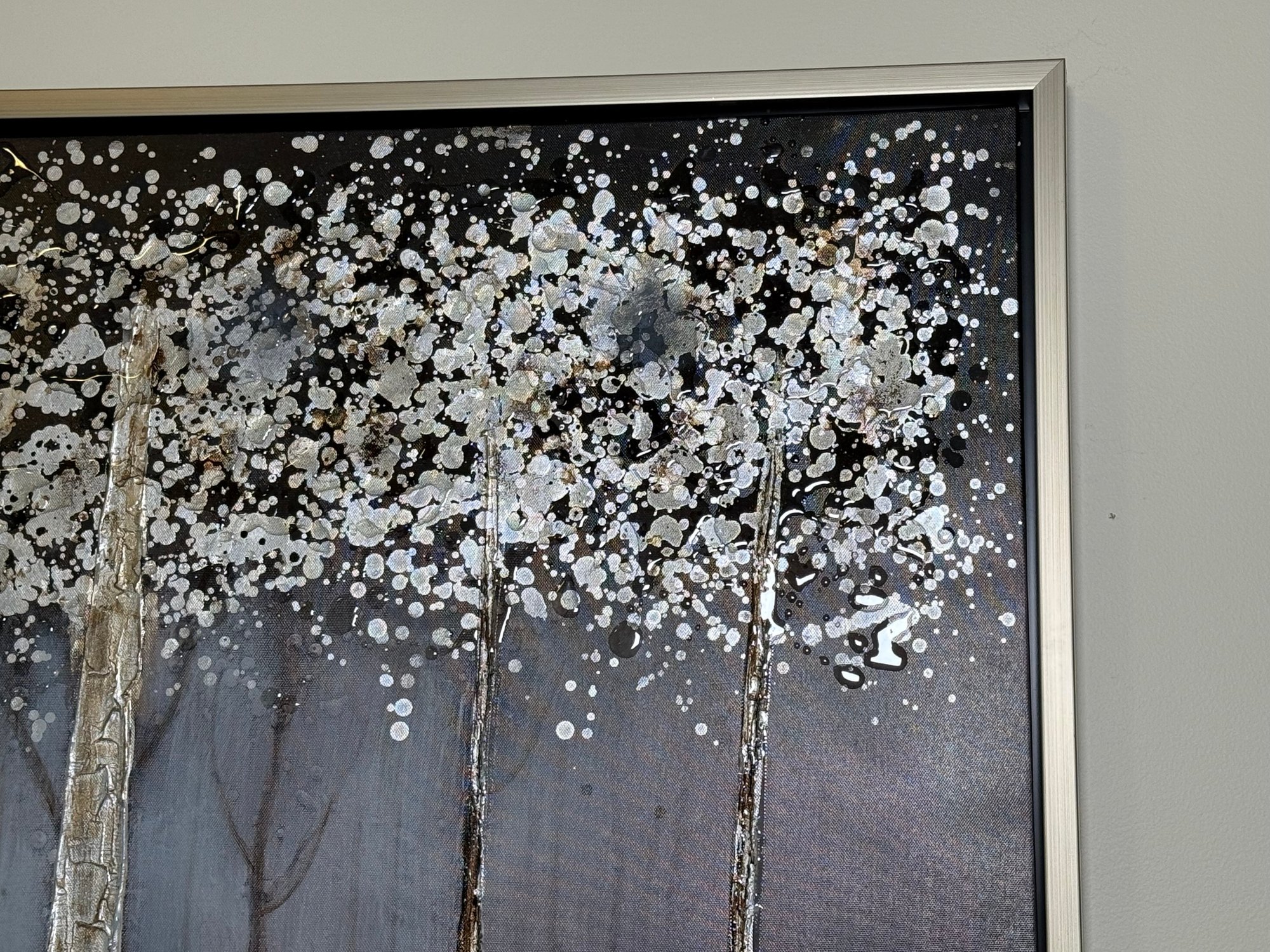 Gorgeous Silver Leaf Forest Landscape Embellished Framed Wall Art ...