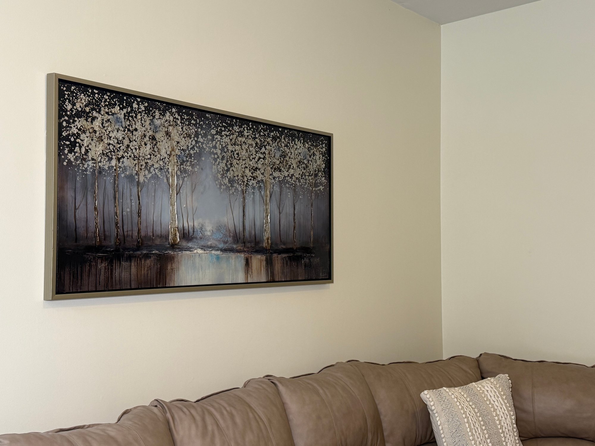 Gorgeous Silver Leaf Forest Landscape Embellished Framed Wall Art ...