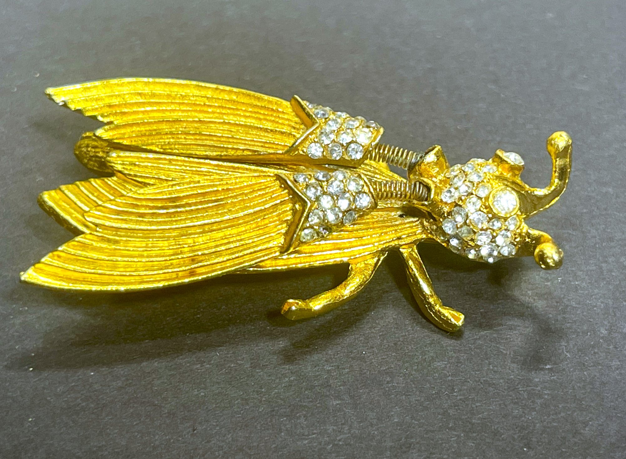 Fine Vintage Gold Tone Rhinestone Flutter Bug Brooch #1994479 ...