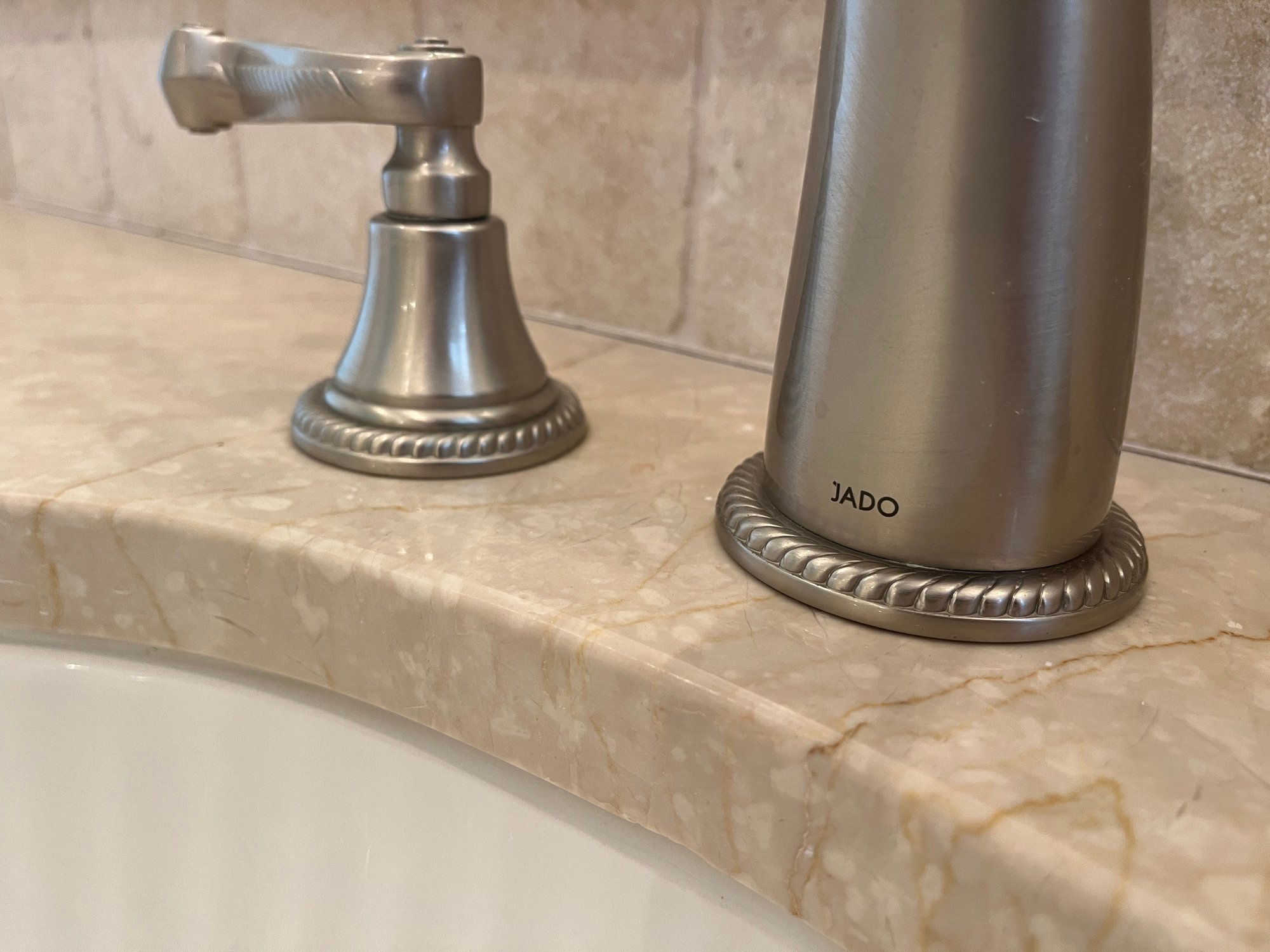 A Custom Bow Front Vanity - Kohler Ribbed Sink - Jado Hardware - Bath ...