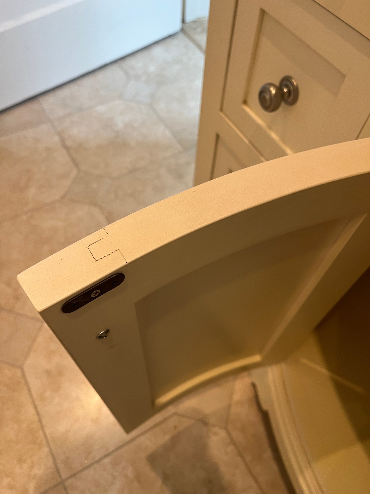 A Custom Bow Front Vanity - Kohler Ribbed Sink - Jado Hardware - Bath ...